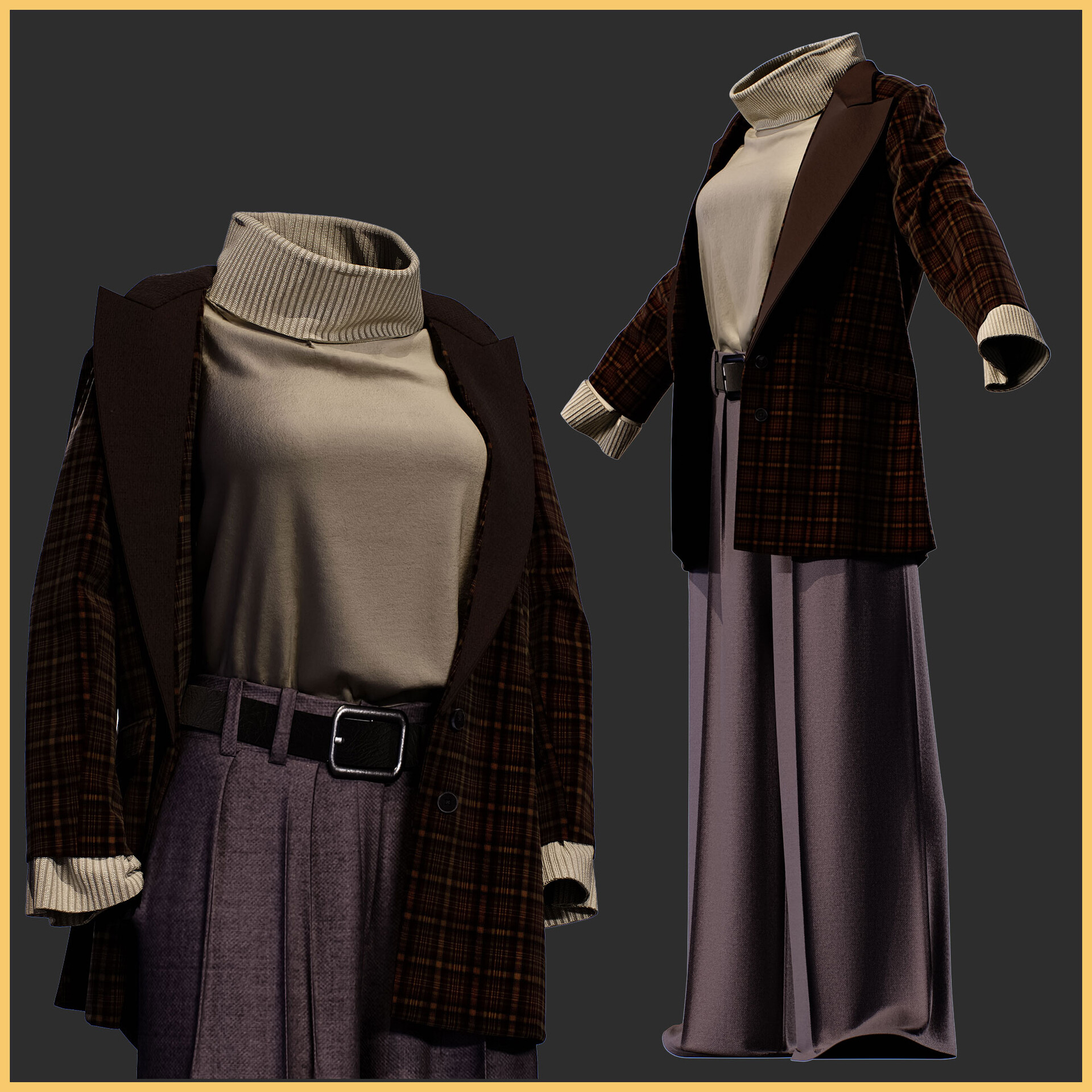 ArtStation - Women Vintage Outfit_01