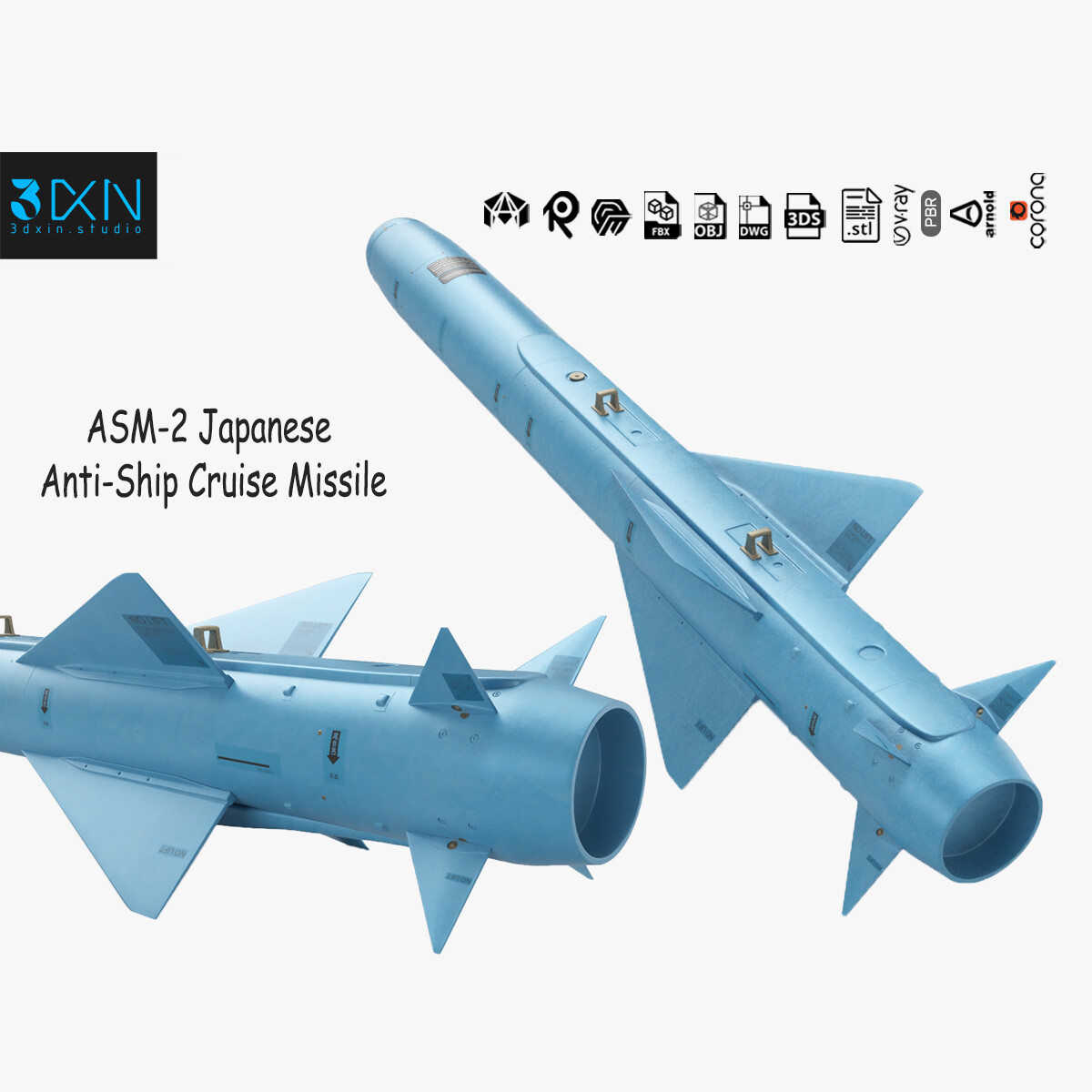 ArtStation - ASM-2 Japanese Anti-Ship Cruise Missile | 3D Model