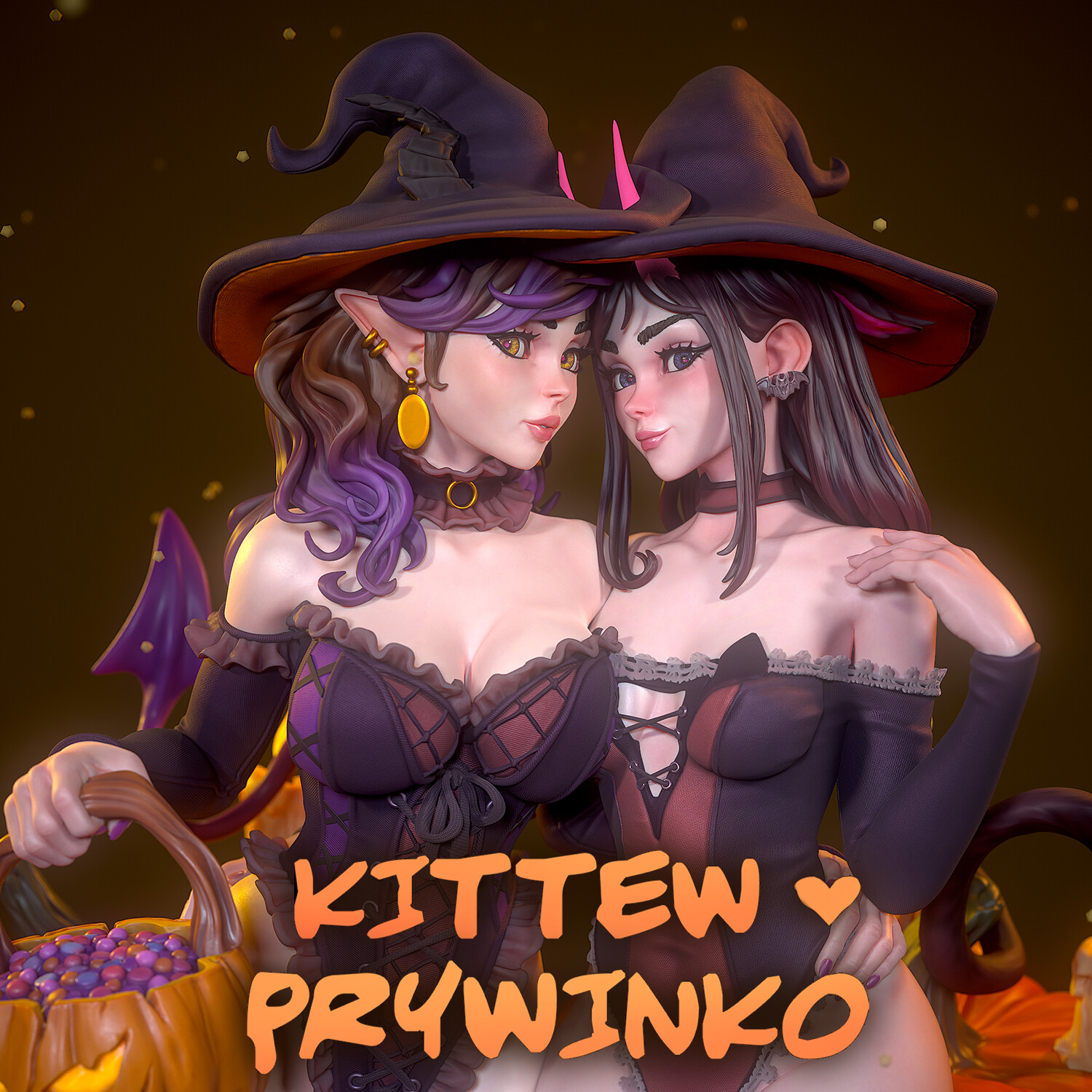 ArtStation - Prywinko + Kittew - Halloween PinUp