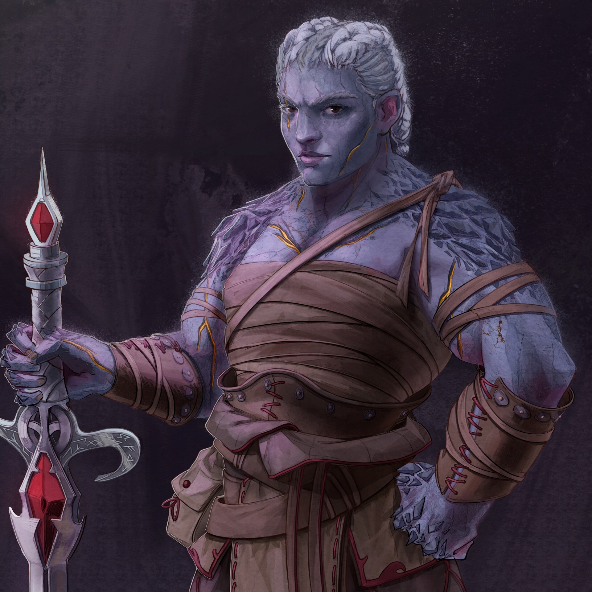 ArtStation - Dnd commission- Earth Genasi Barbarian