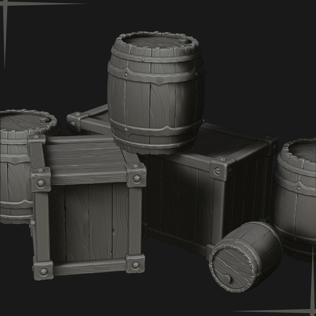 ArtStation - Stylized Barrels & Crates