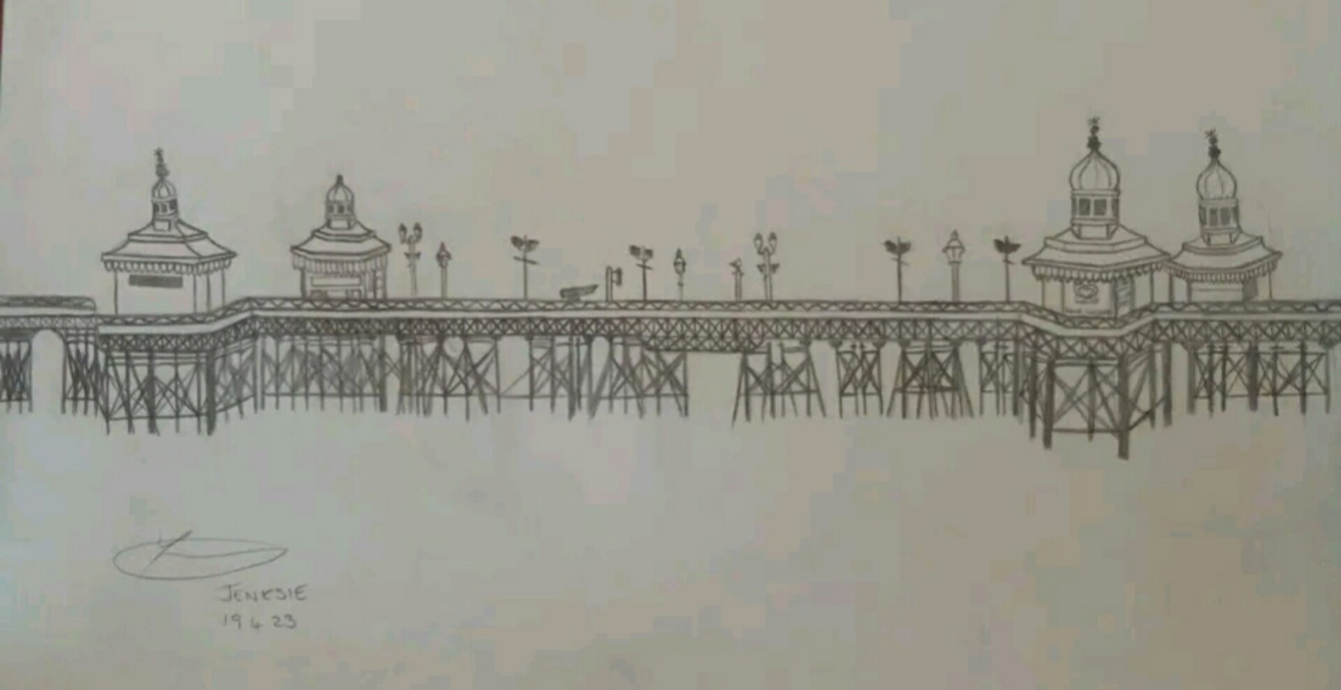 ArtStation - jenksies pencil drawing north pier blackpool