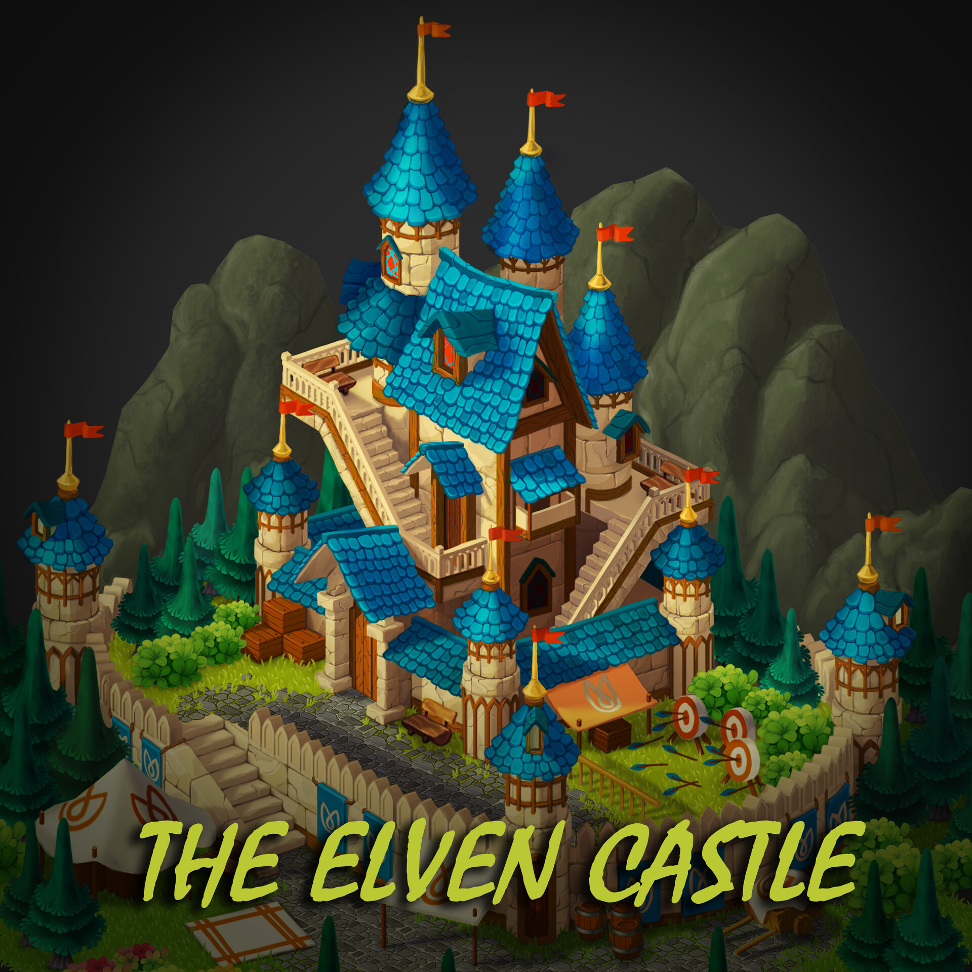 ArtStation - The Elven Castle, isometry