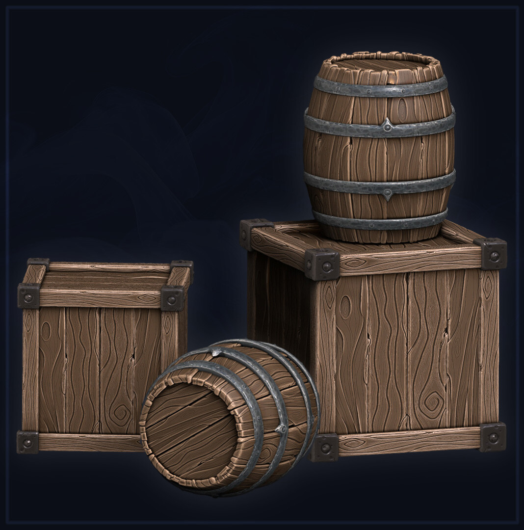 ArtStation - Stylized Crates & Barrels