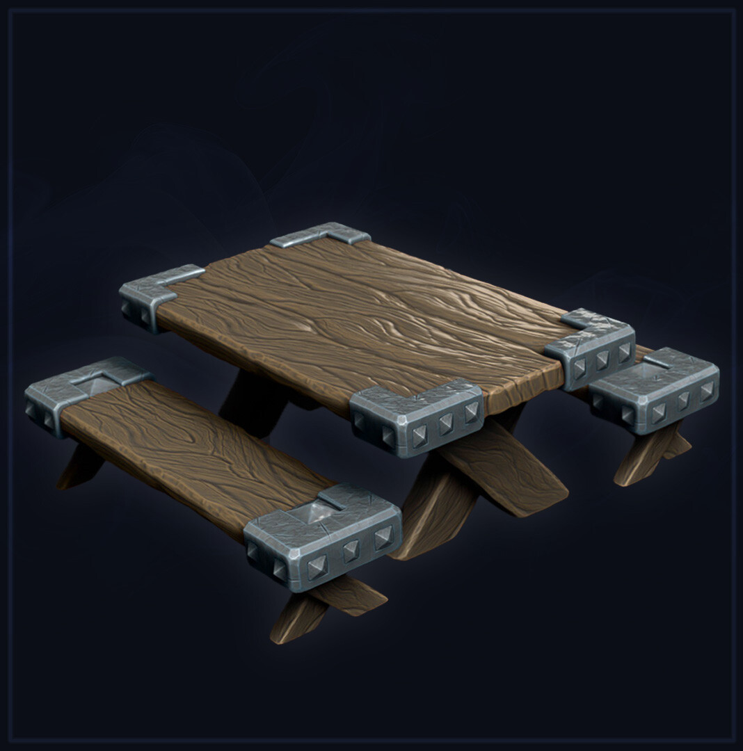 ArtStation - Stylized table & benches