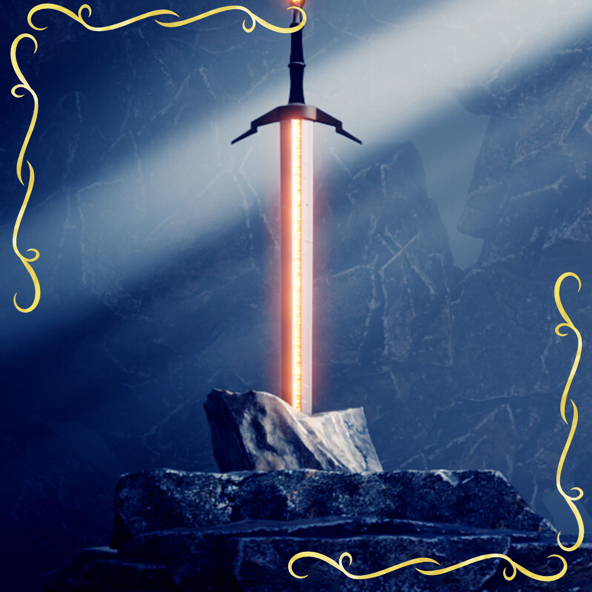 ArtStation - Sword embedded in rock