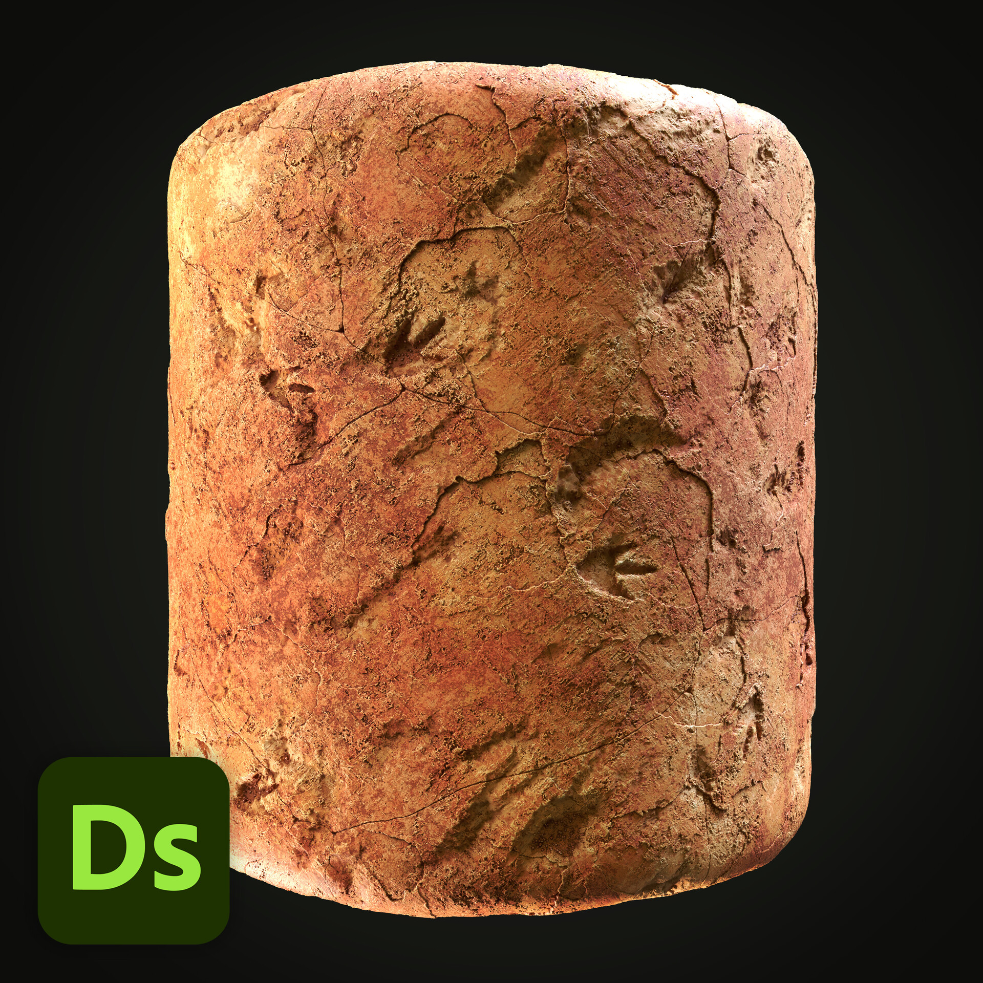 ArtStation - Substance Designer - Rock with Dinosaur Footprint Material