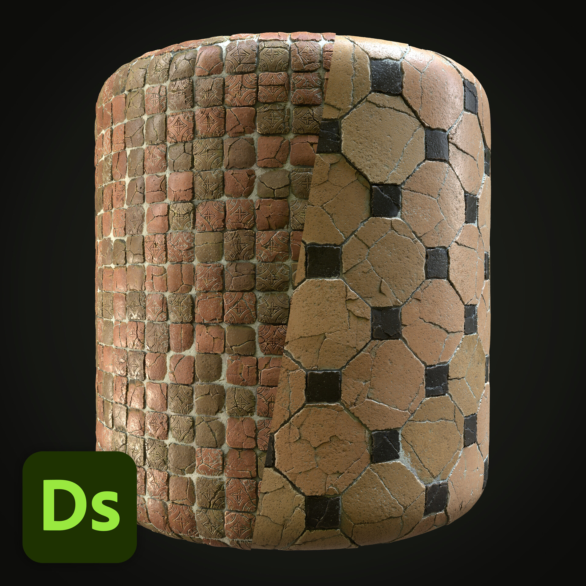 ArtStation - Substance Designer - Medieval Old Floor Tile Material