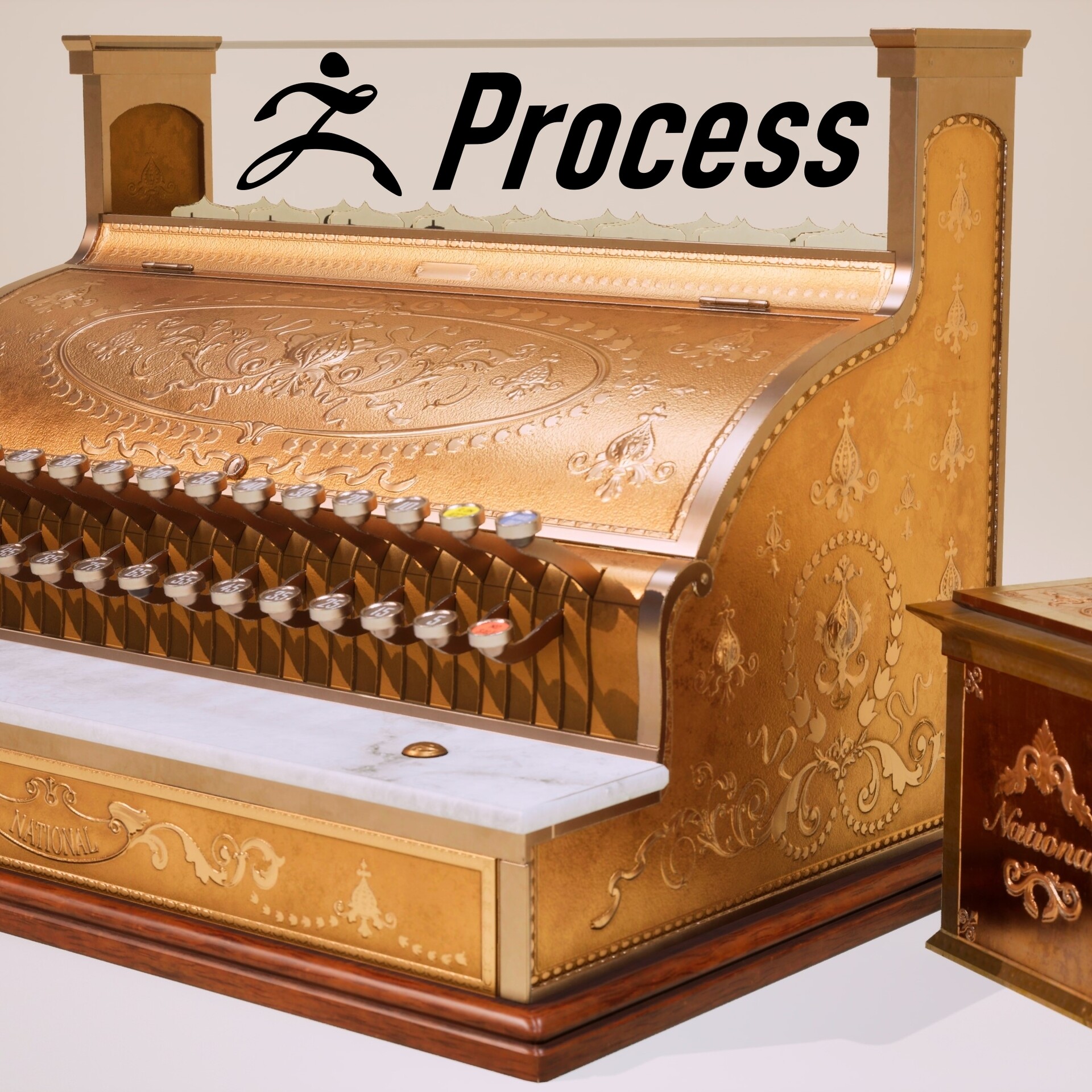 ArtStation - Creative Process: Building the Antique Cash Register