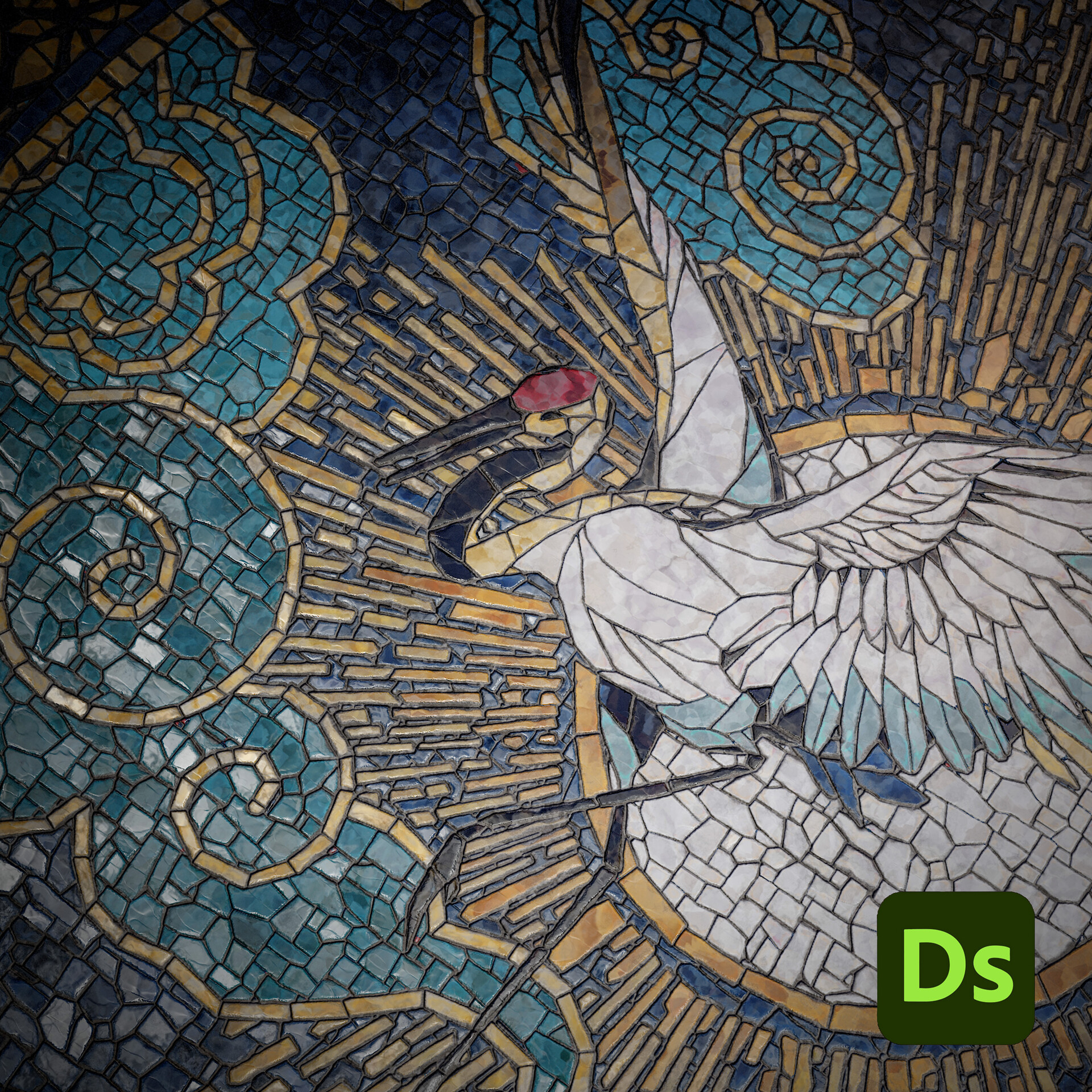 ArtStation - SD Practice: Crane Mosaic