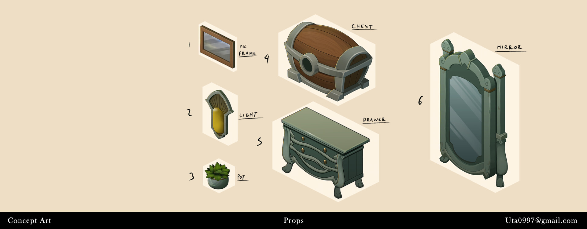 Andres Gelael - Props concept art: Props