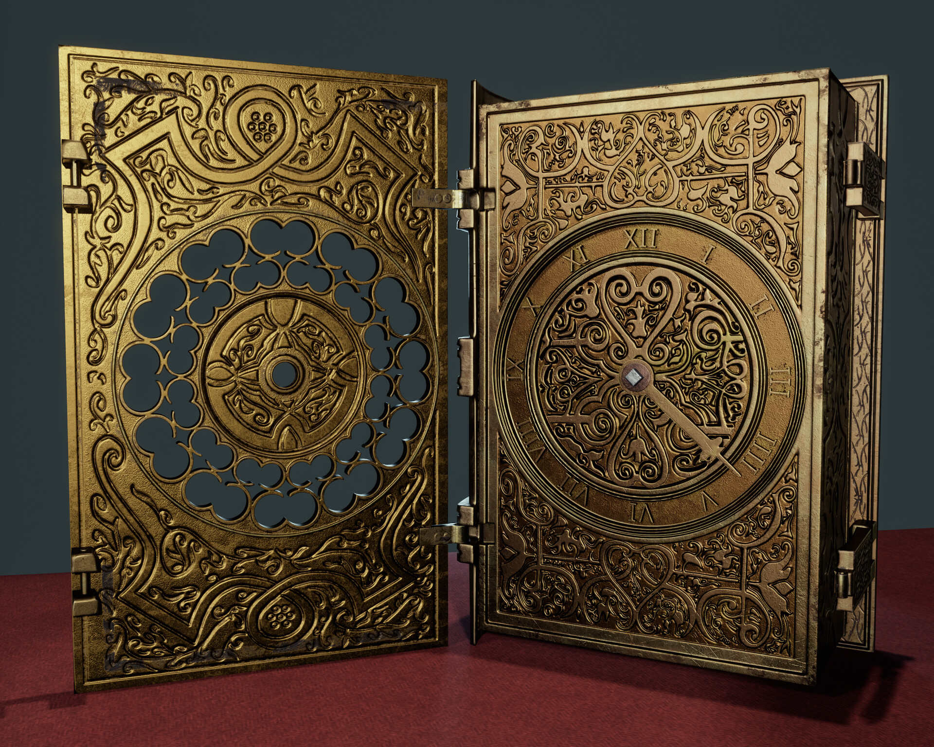 ArtStation - Clock-book silver gilded