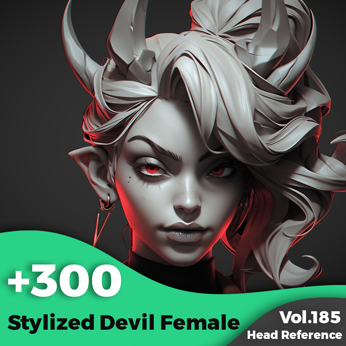 ArtStation - +300 Stylized Devil Female Head Sculpts (4k)