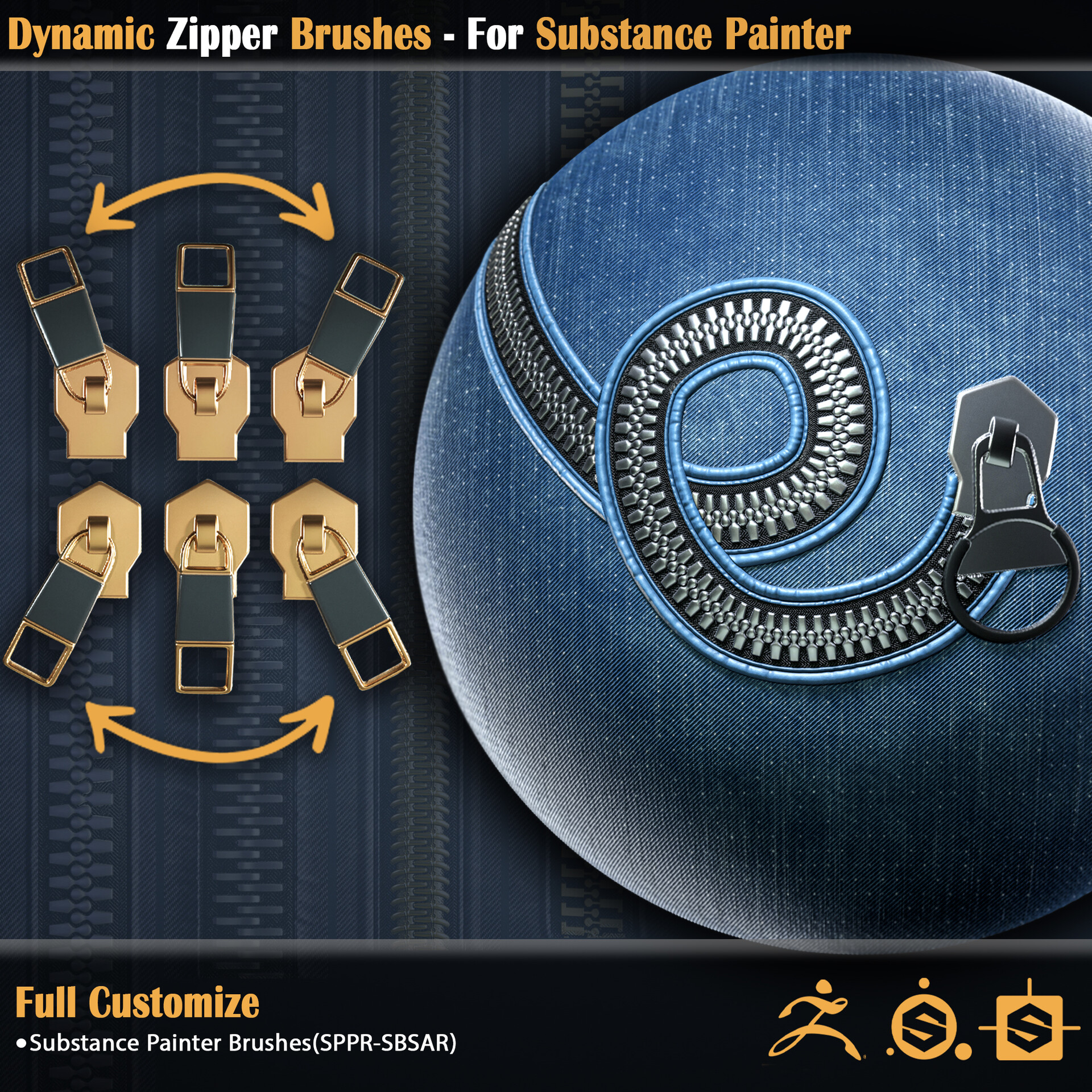 ArtStation - Dynamic Zipper Brushes - For Substance Painter