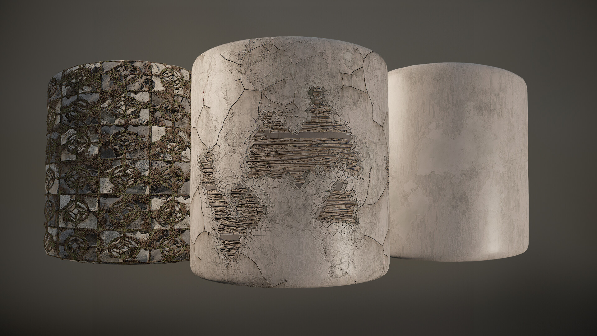 ArtStation - Broken Concrete/Overgrown Stone Tile Material