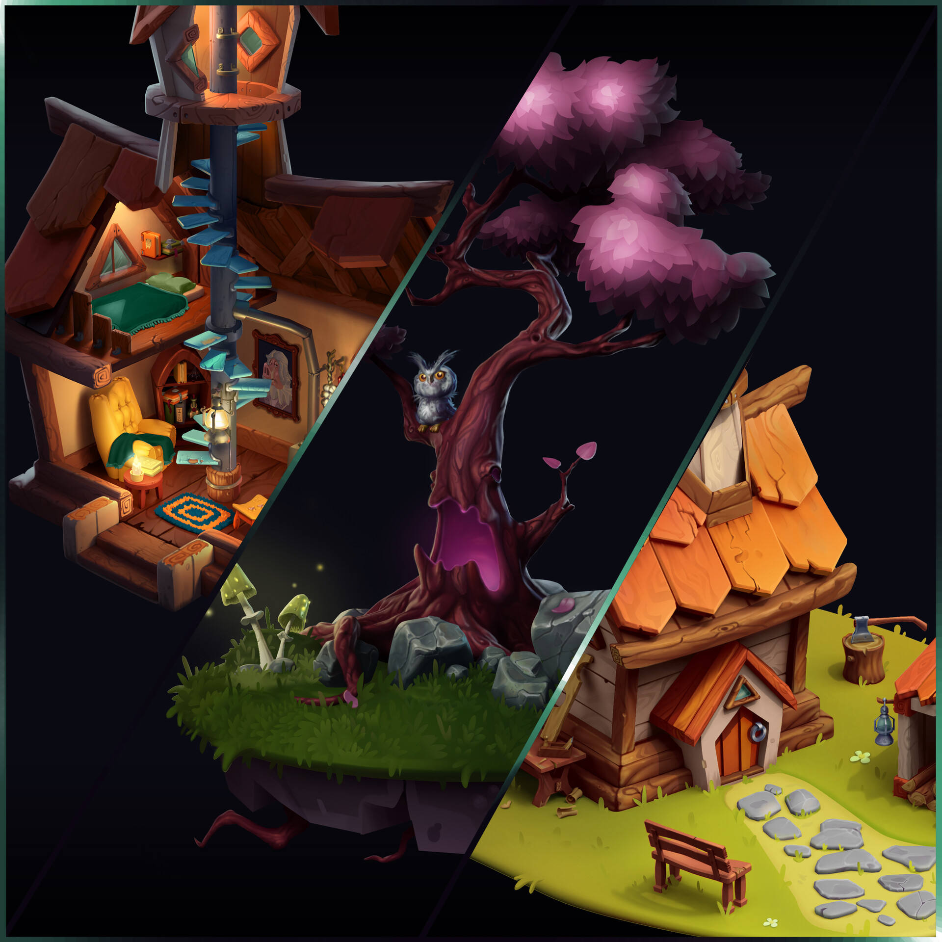ArtStation - Carpenter's house and fantasy tree