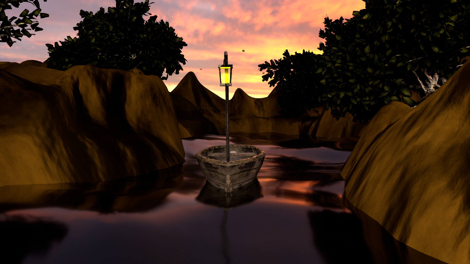 ArtStation - 3D Sunset Boat Animation