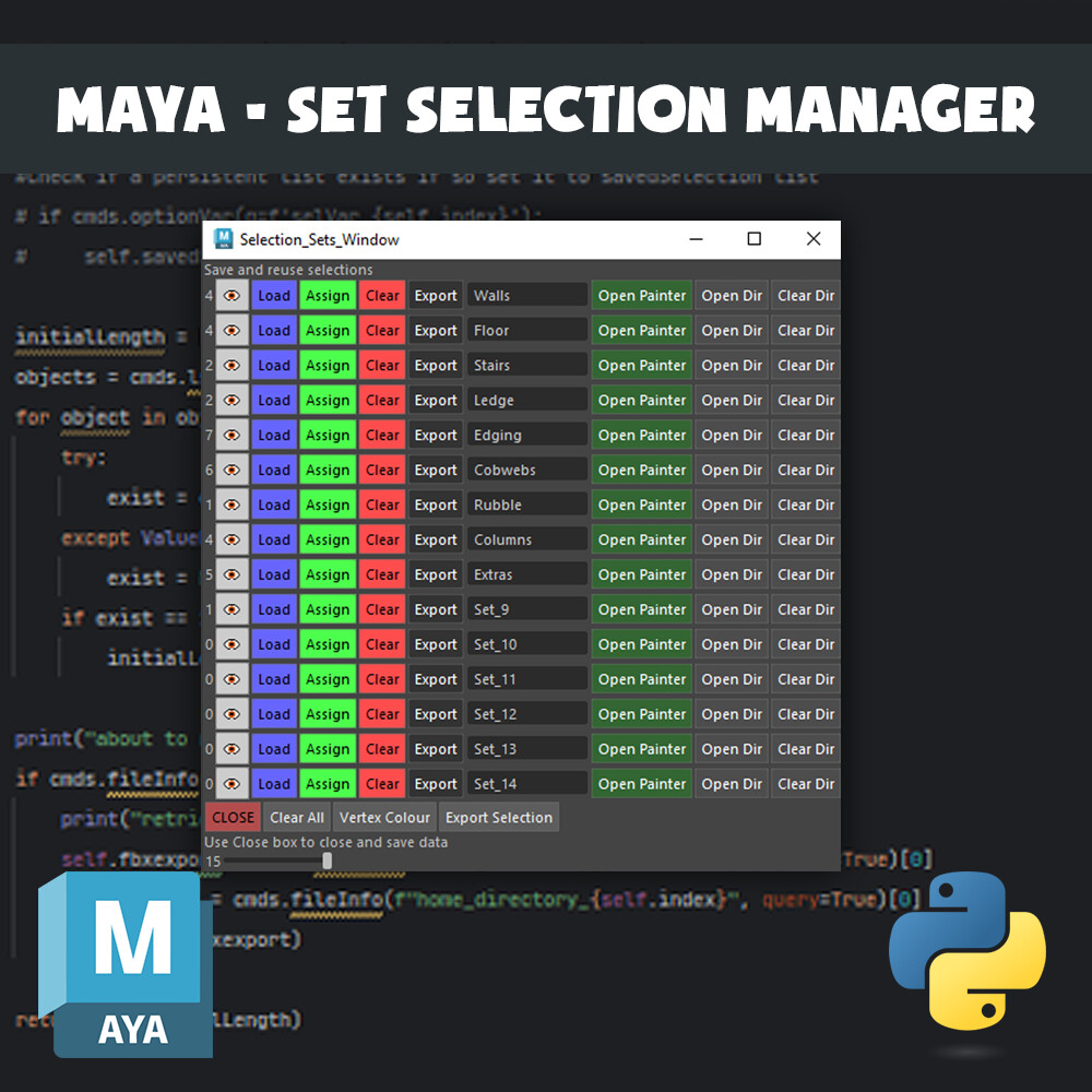 ArtStation - Set Selection Manager - Maya Python Tool