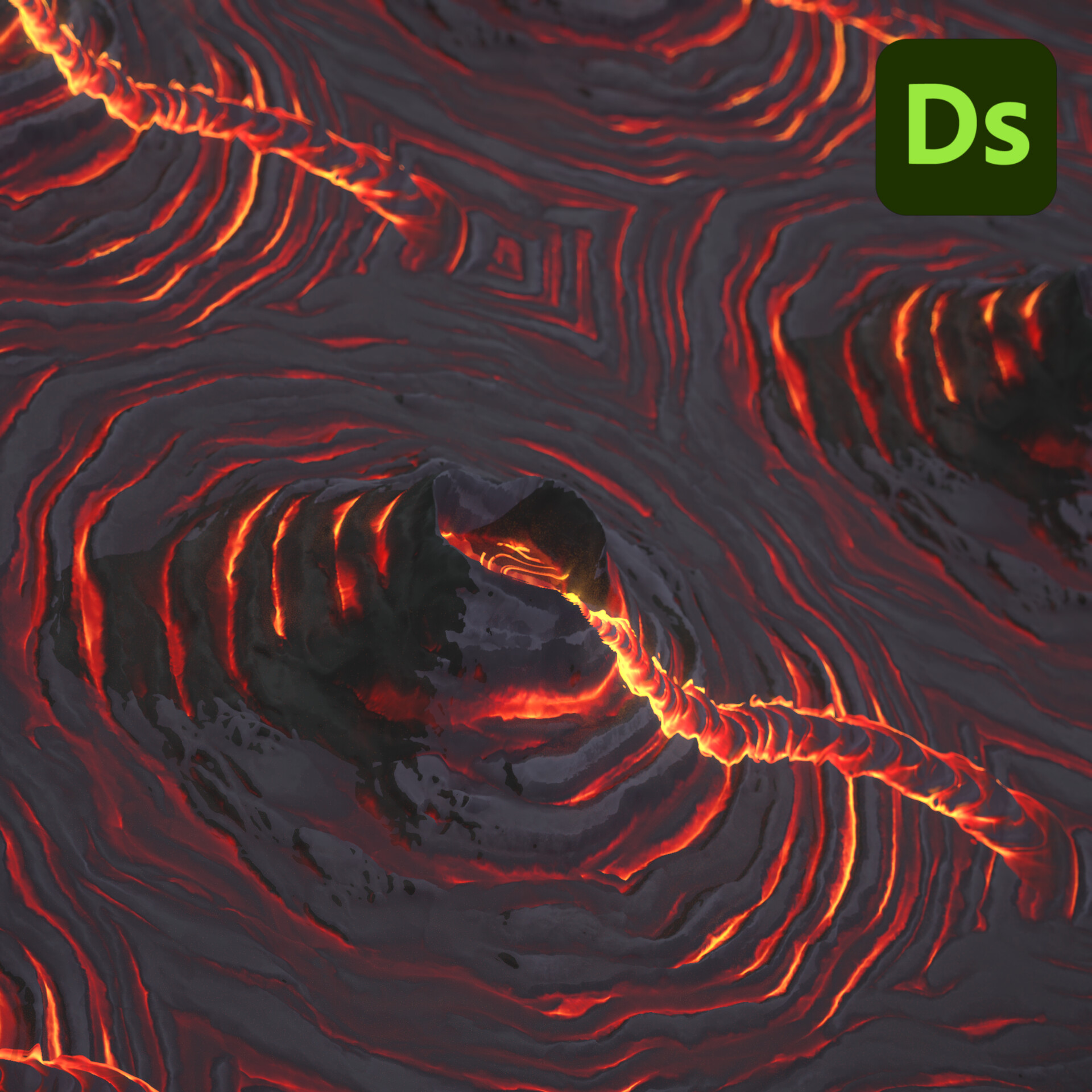 ArtStation - Stylized Volcano/Lava Material 风格化火山/熔岩材质