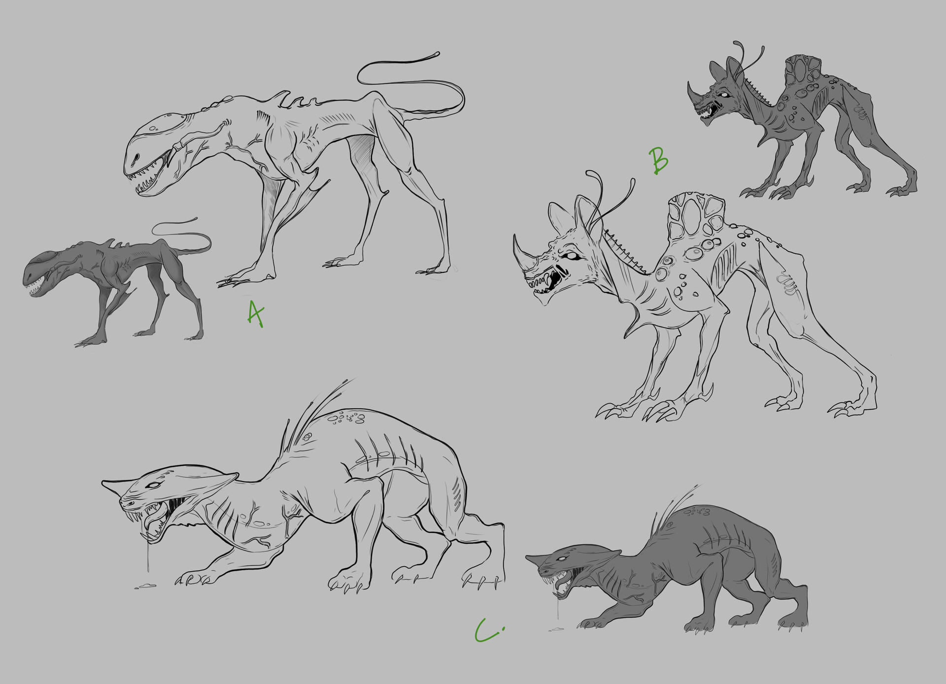 ArtStation - Genetically Mutated Animals concept sketches
