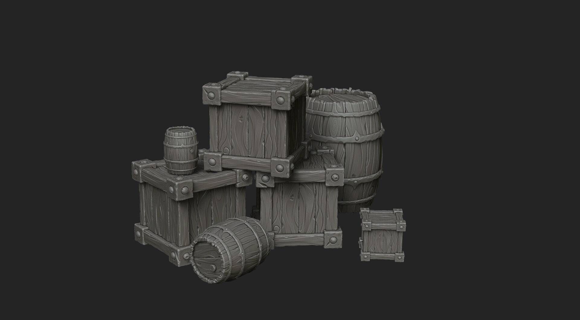 ArtStation - Stylized barrels and crates