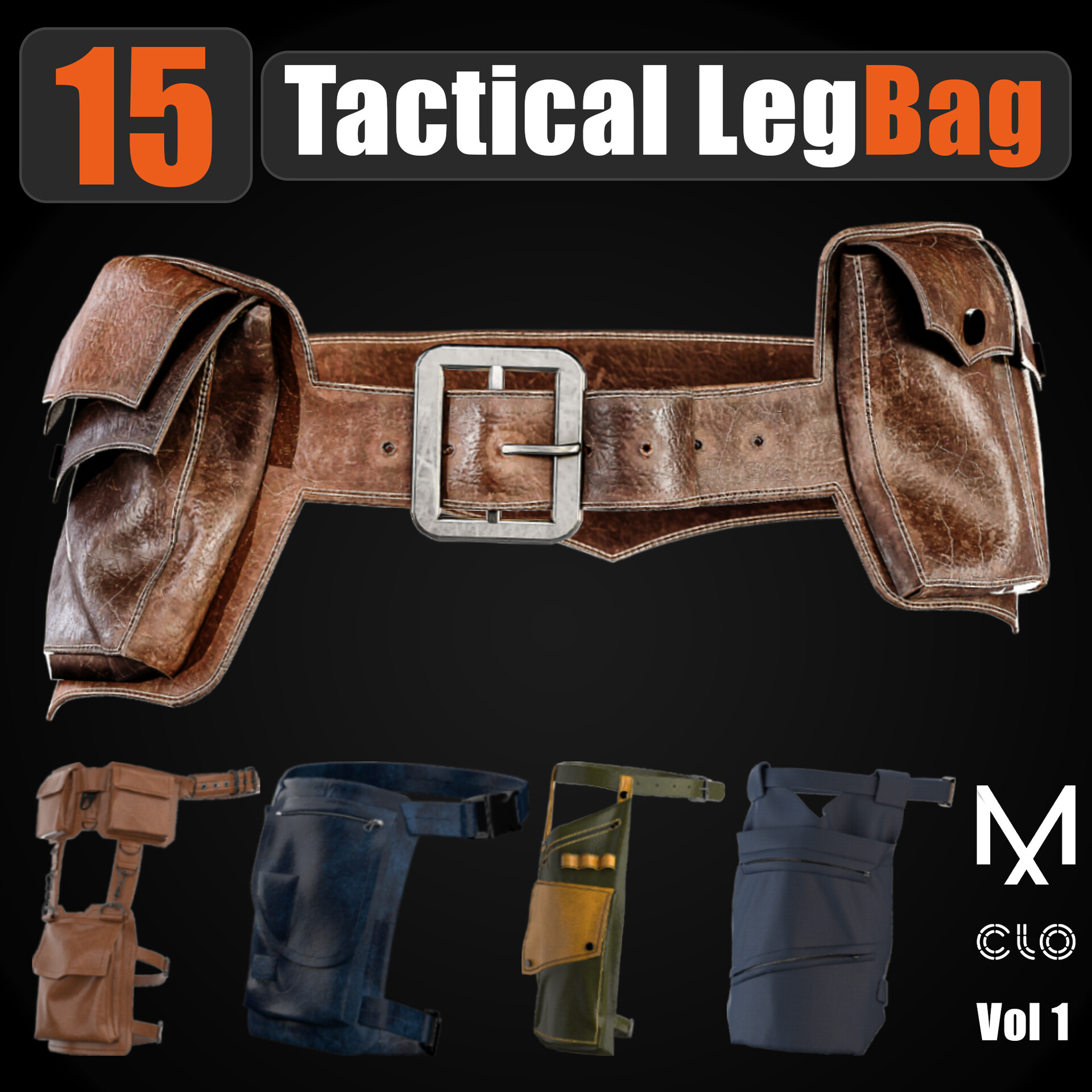 ArtStation - 15 Tactical Leg Bag Collection - Vol.1 (MARVELOUS DESIGNER ...