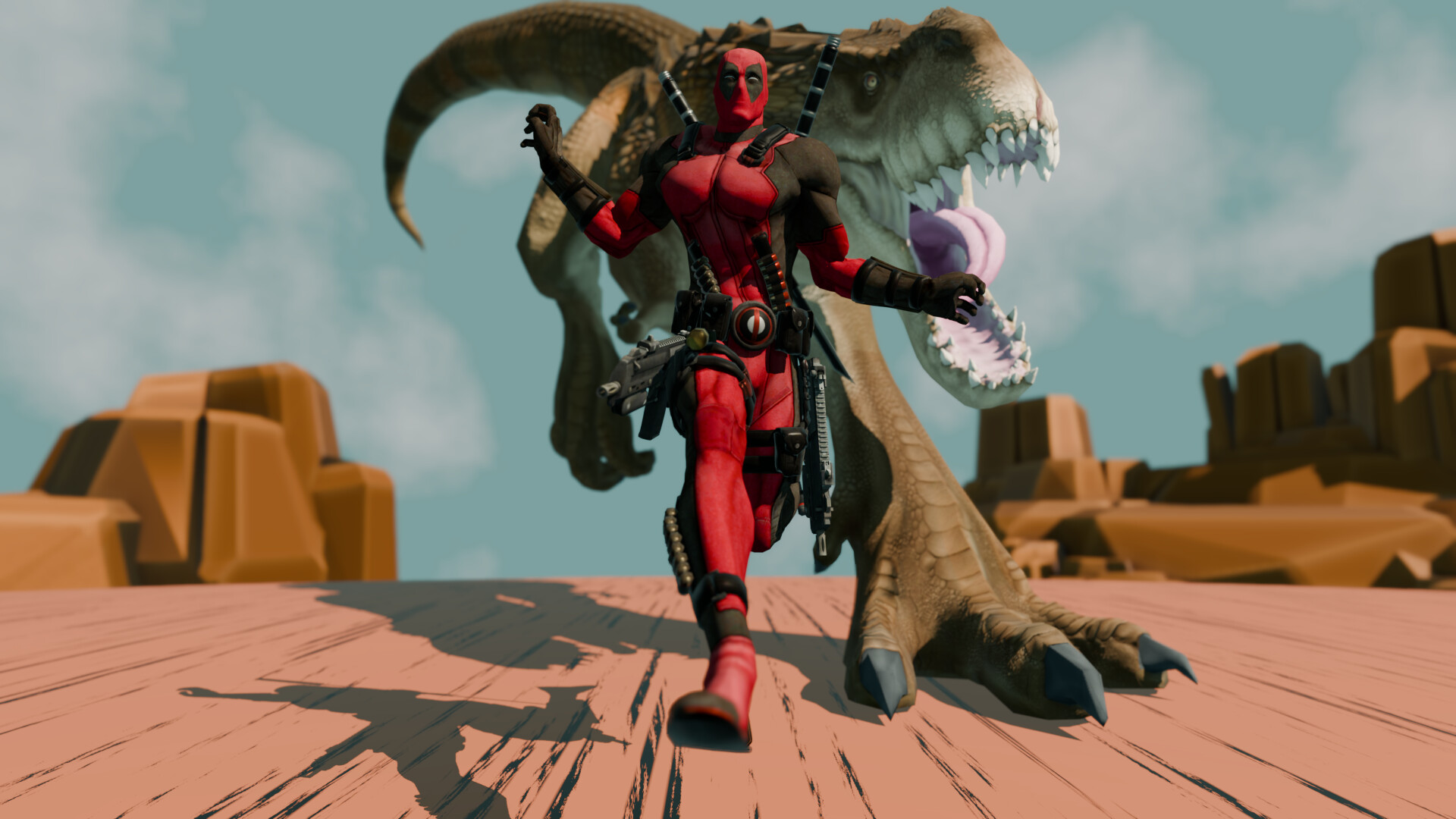 ArtStation - Deadpool - Dino chase