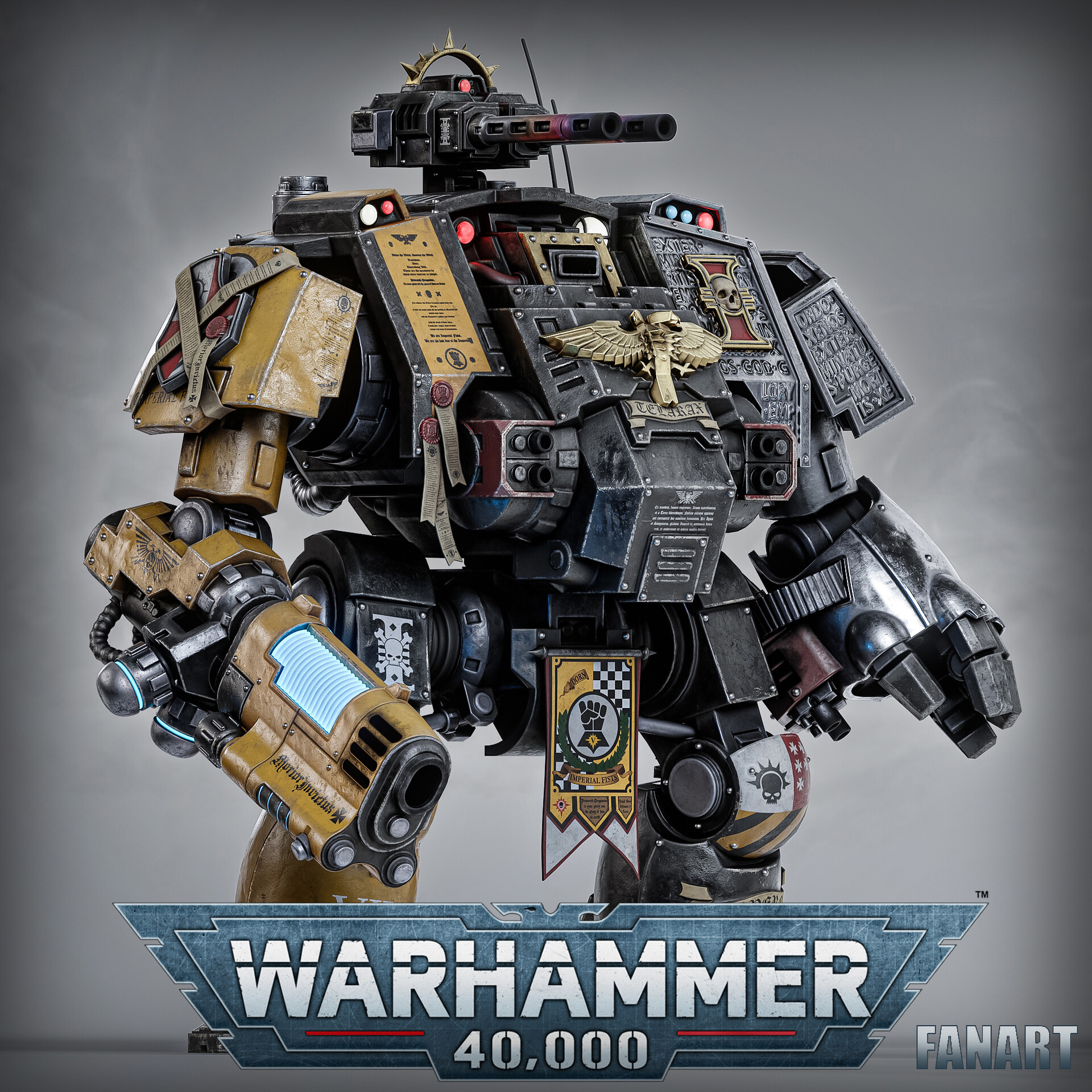 ArtStation - 40k Redemptor Dreadnought (Imperial Fists / Black Templar ...