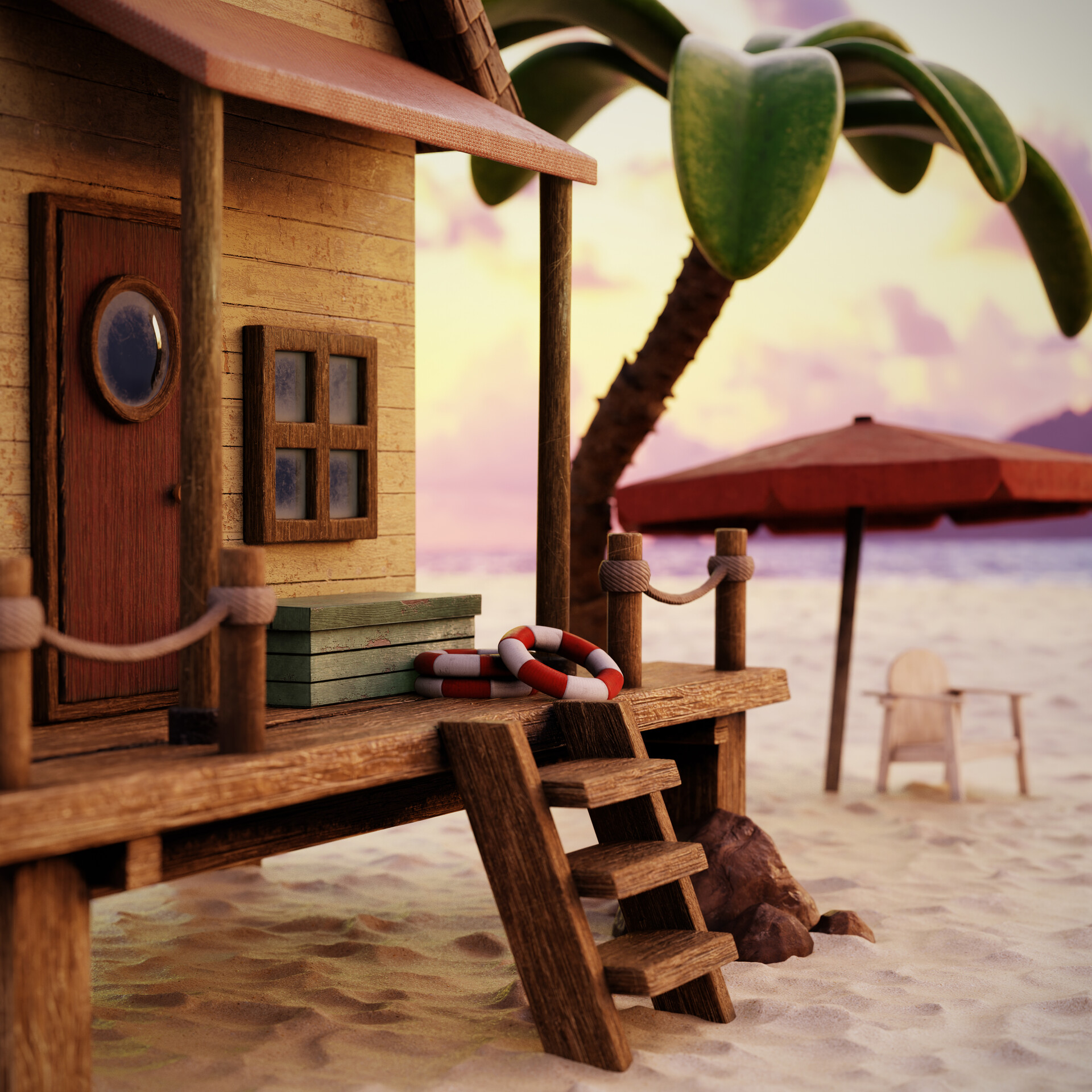 ArtStation - Spring Break Beach House Scene