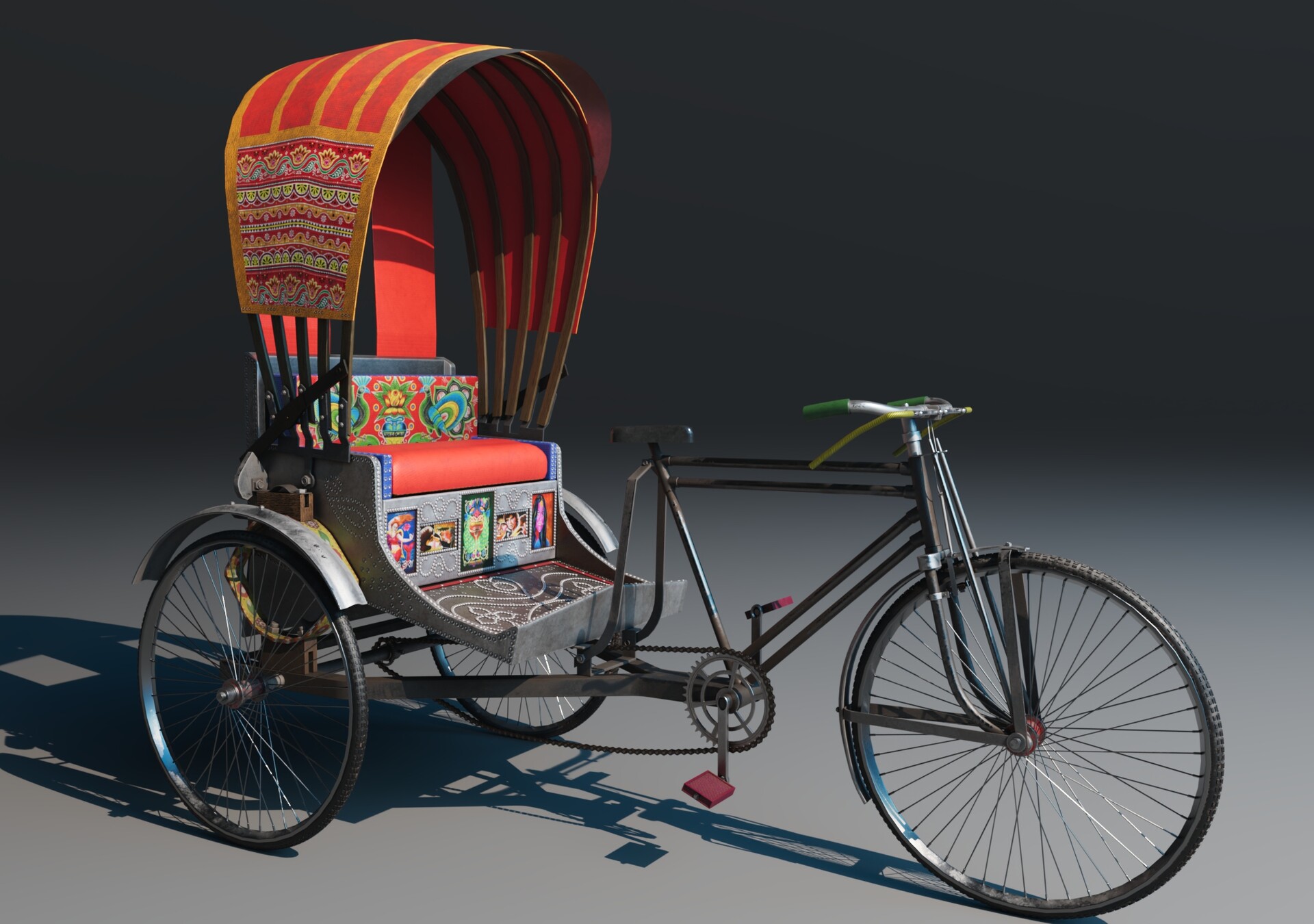 ArtStation - Traditional Bangladeshi Paddle Rickshaw 3D Modeling and ...