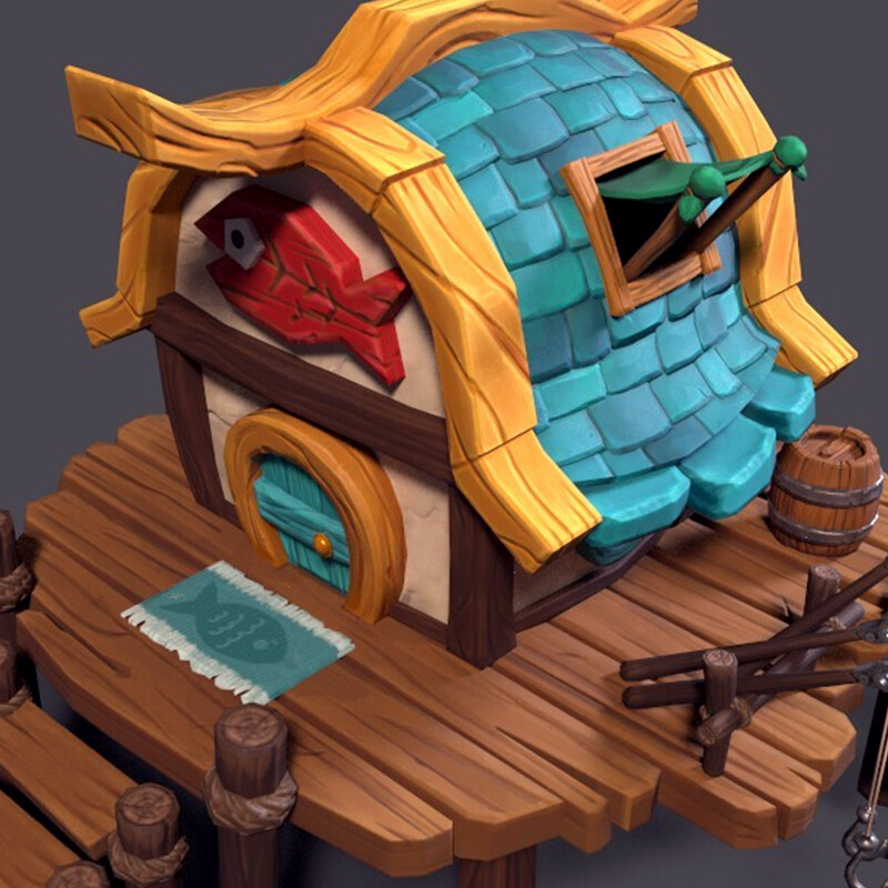 ArtStation - stylized Fish House