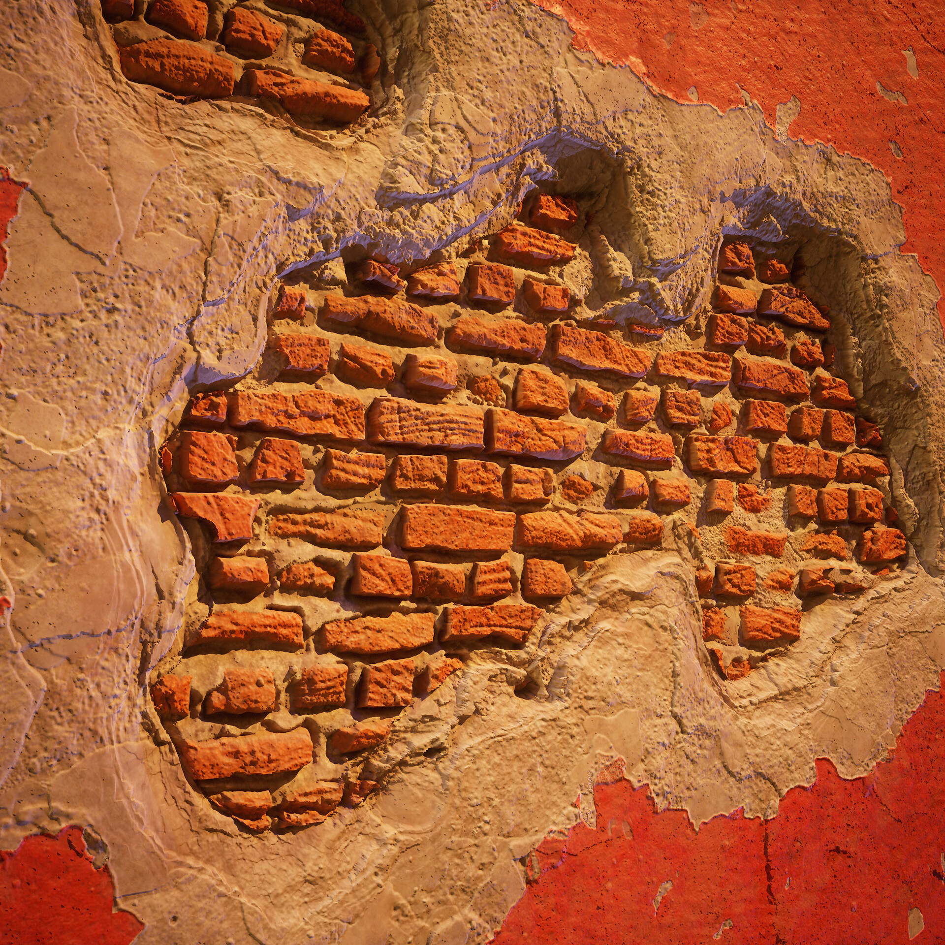ArtStation - Exposed Brick and Painted Plaster Blend