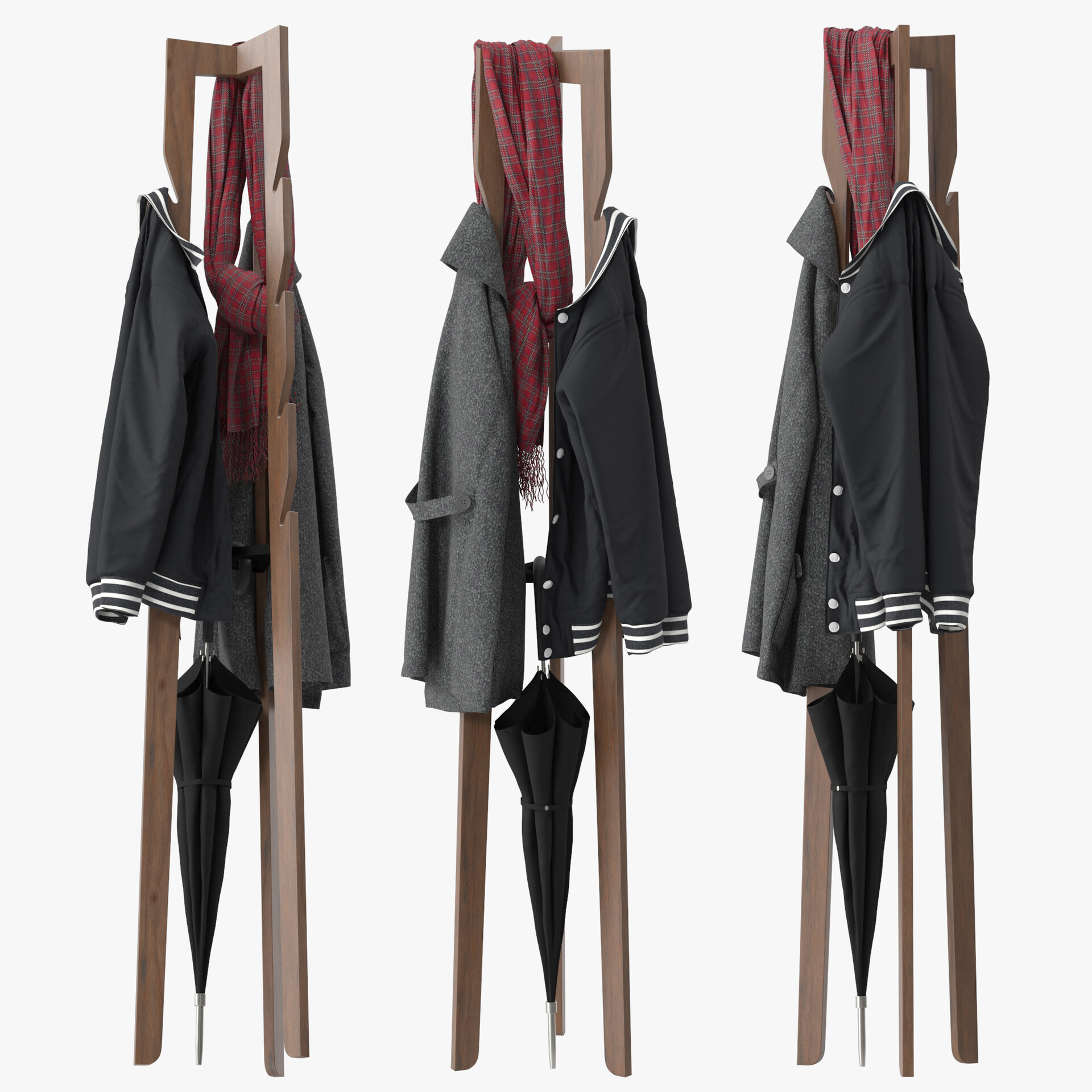 ArtStation - Wooden freestanding coat rack