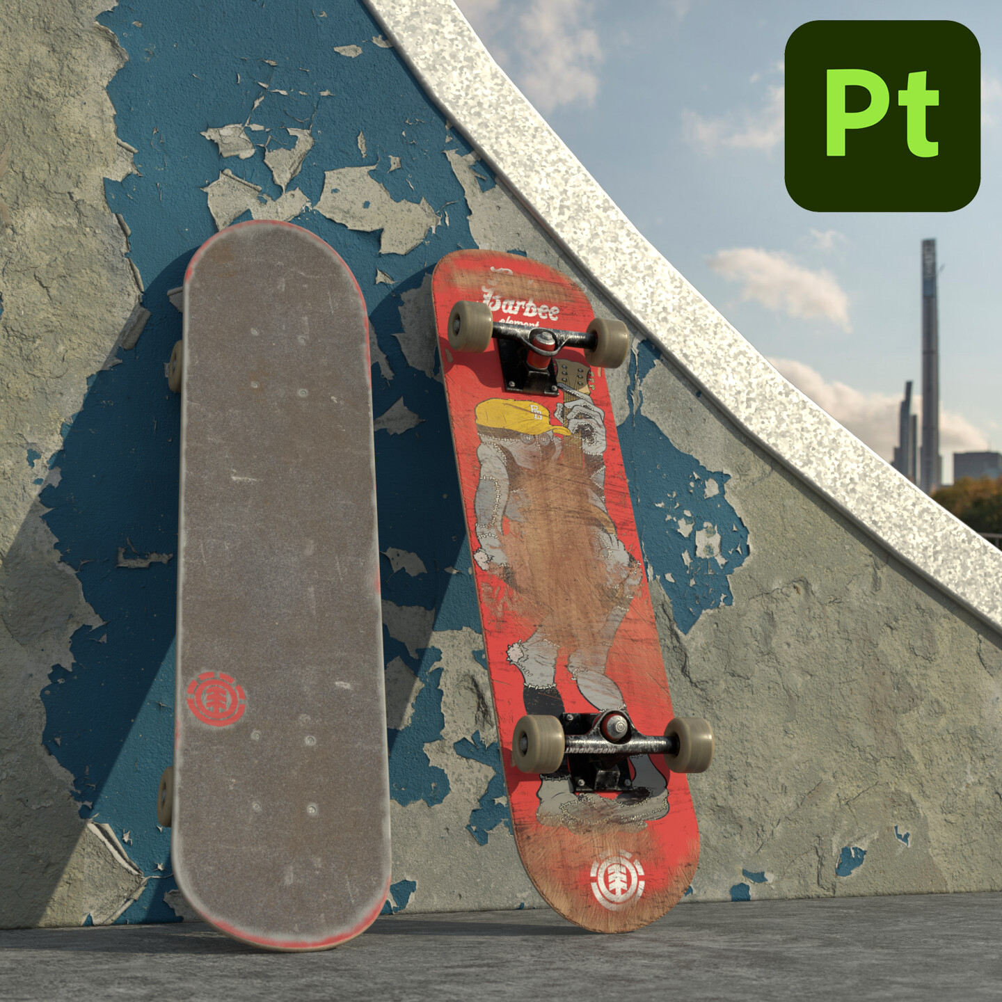 ArtStation - Skate Damage Texturing