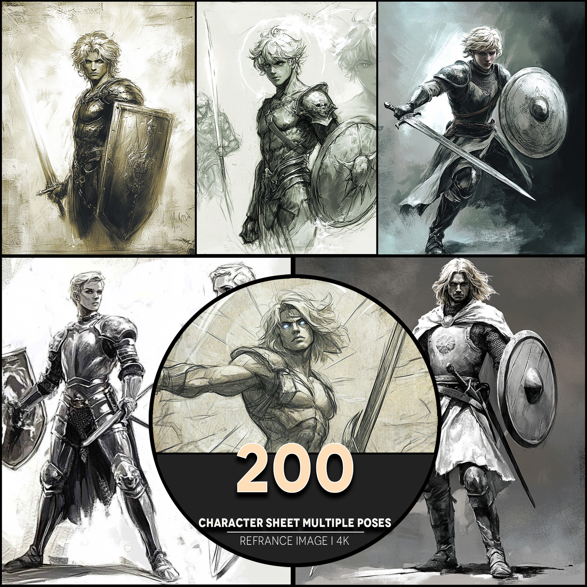 ArtStation - Character Sheet Multiple Poses 4K Reference/Concept Images