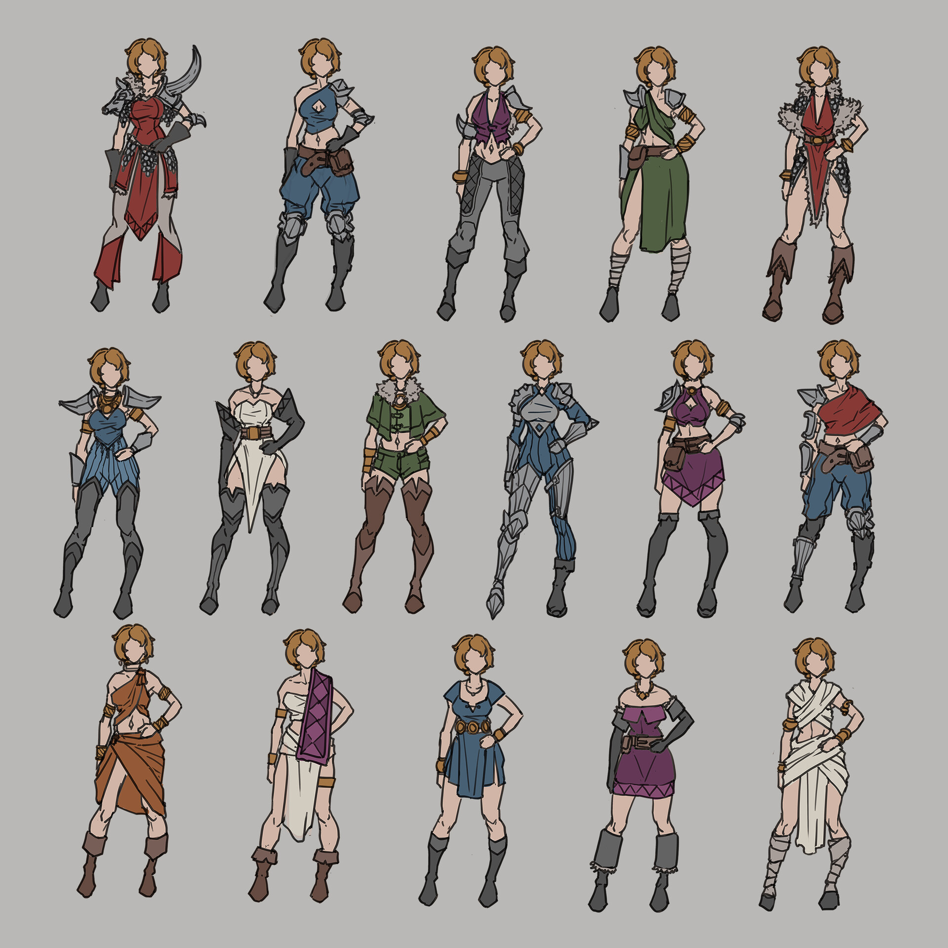 ArtStation - Female RPG Costume Outfit Designs
