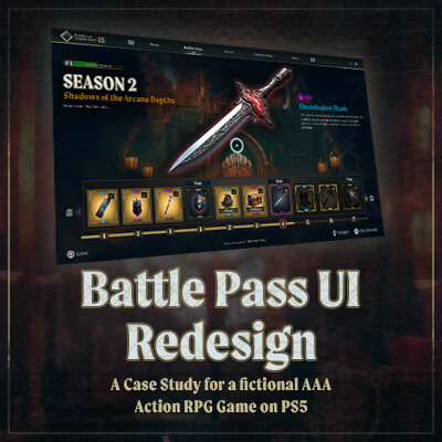 ArtStation - Battle Pass UI Redesign: A Case Study for a fictional AAA Action RPG Game on PS5
