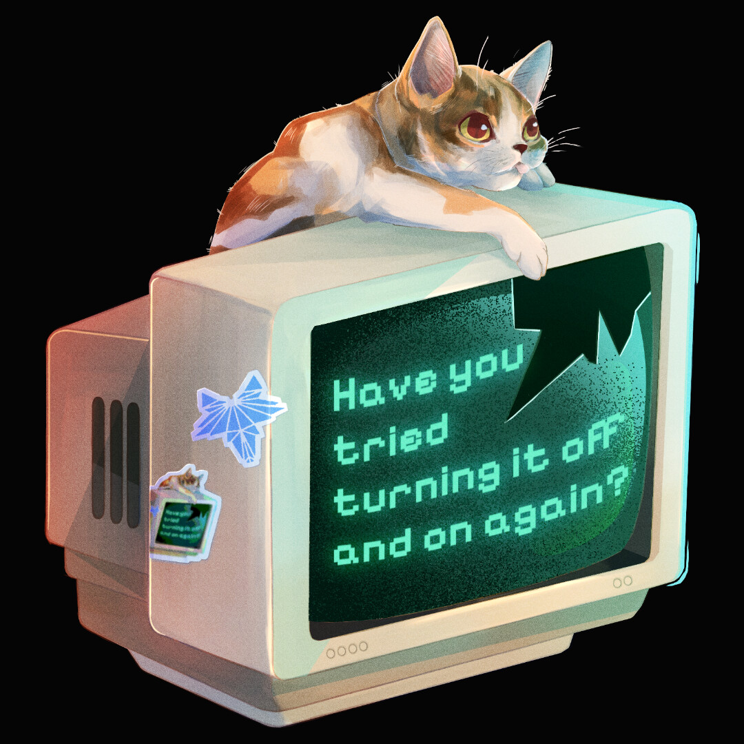 ArtStation - Kitty On a PC