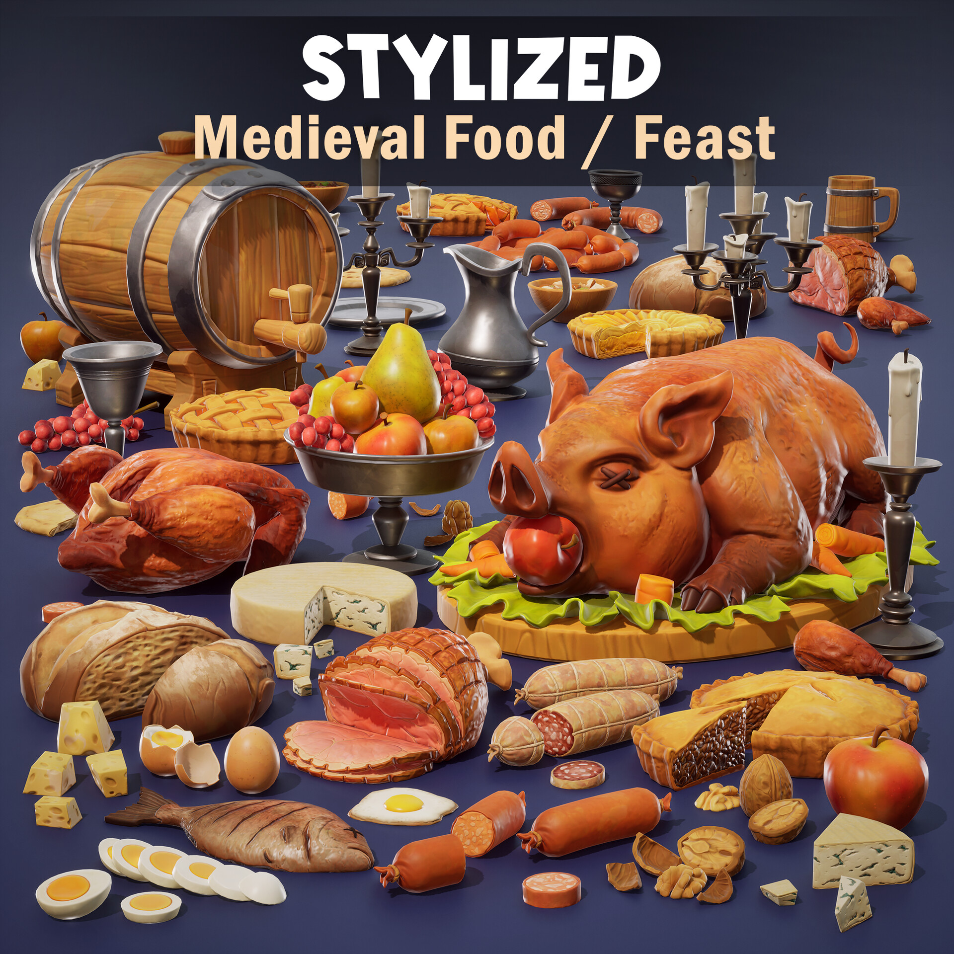 ArtStation - Stylized Medieval Food / Feast