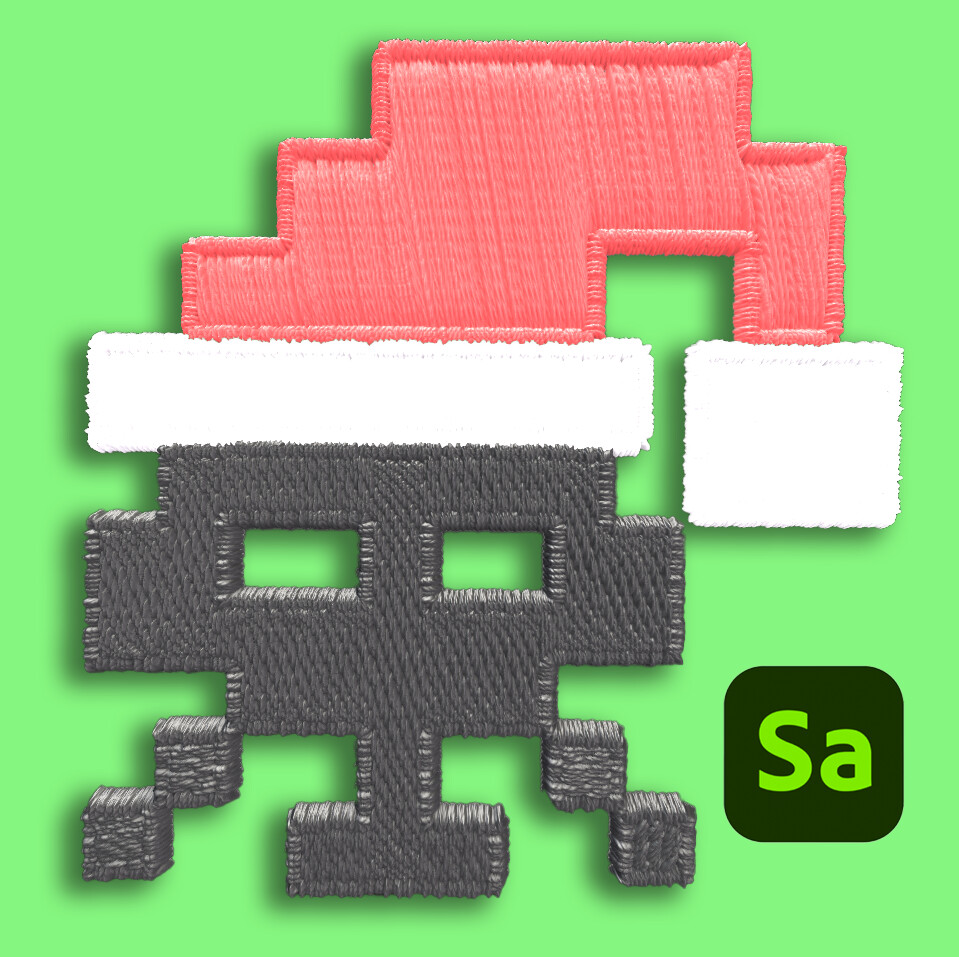 ArtStation - Space invader embroidery decals - trimsheet