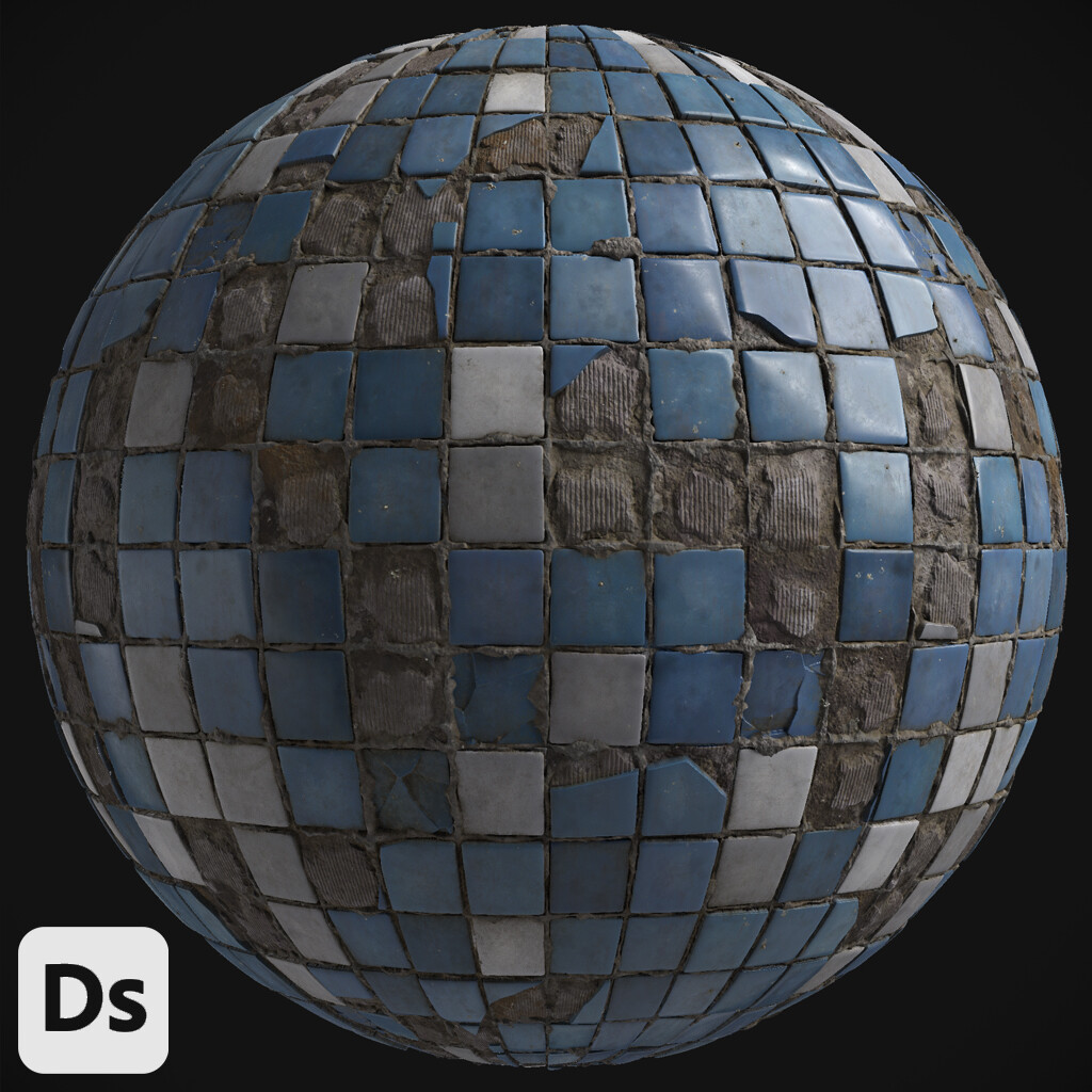 ArtStation - damaged tile material