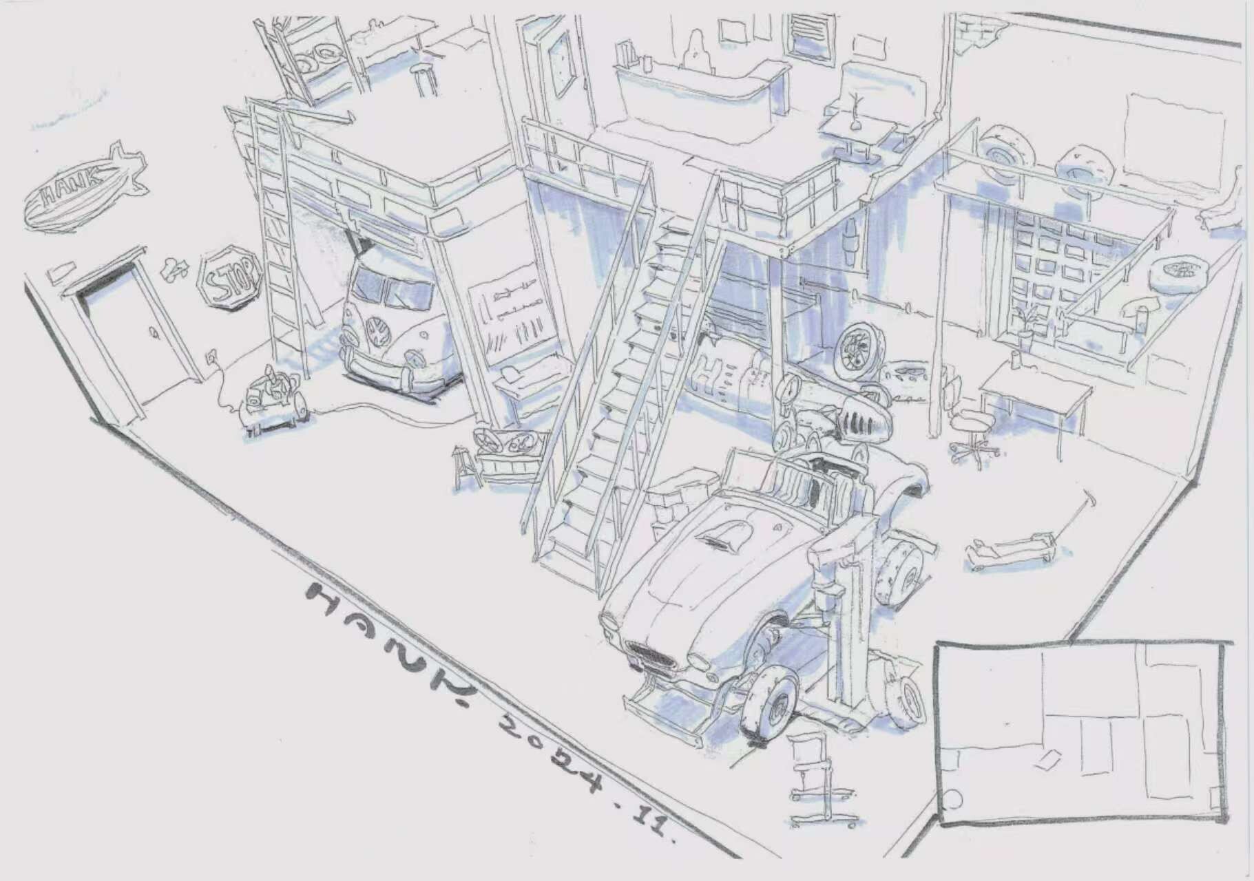 ArtStation - Perspective planning of the garage