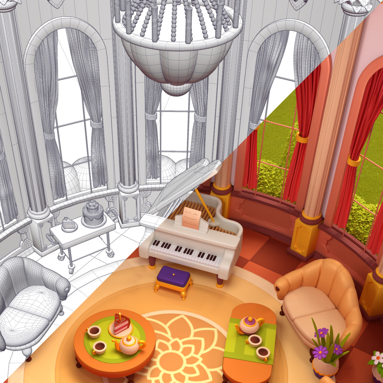 ArtStation - Tea Room Remake* designed for the Sort It! project.