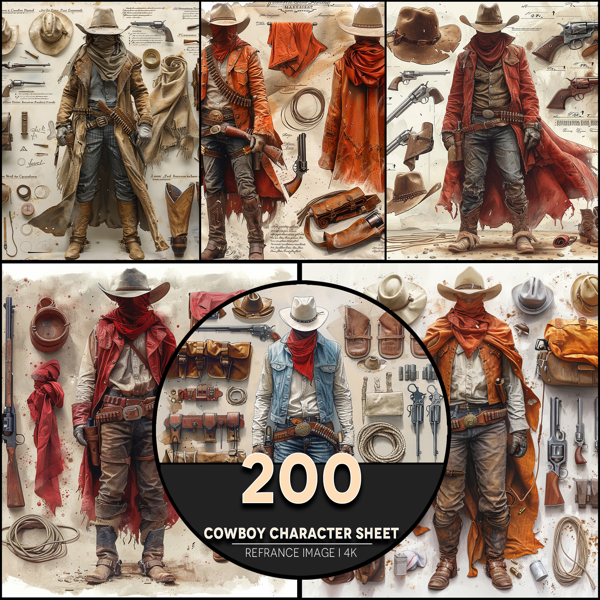 ArtStation - Cowboy Character Sheet 4K Reference/Concept Images