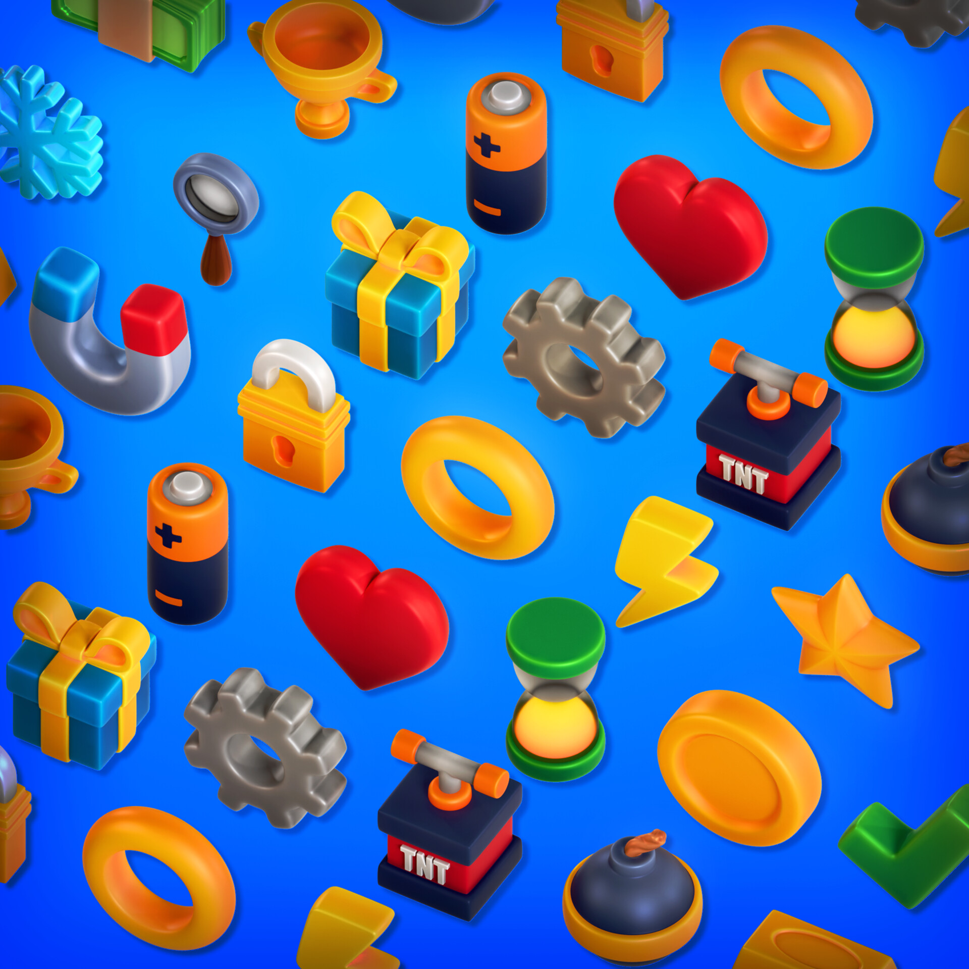ArtStation - Mobile Game 3D Resource Icons Renders