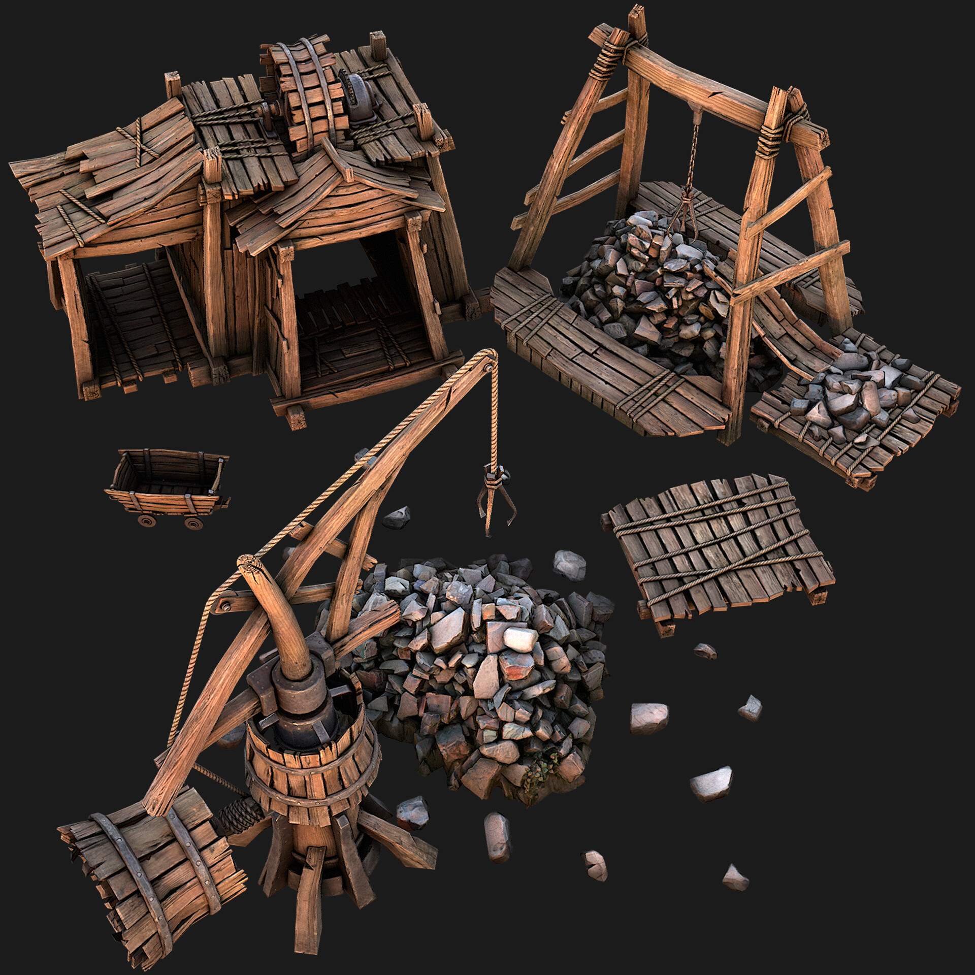 ArtStation - Medieval Mine Quarry Industrial Pack