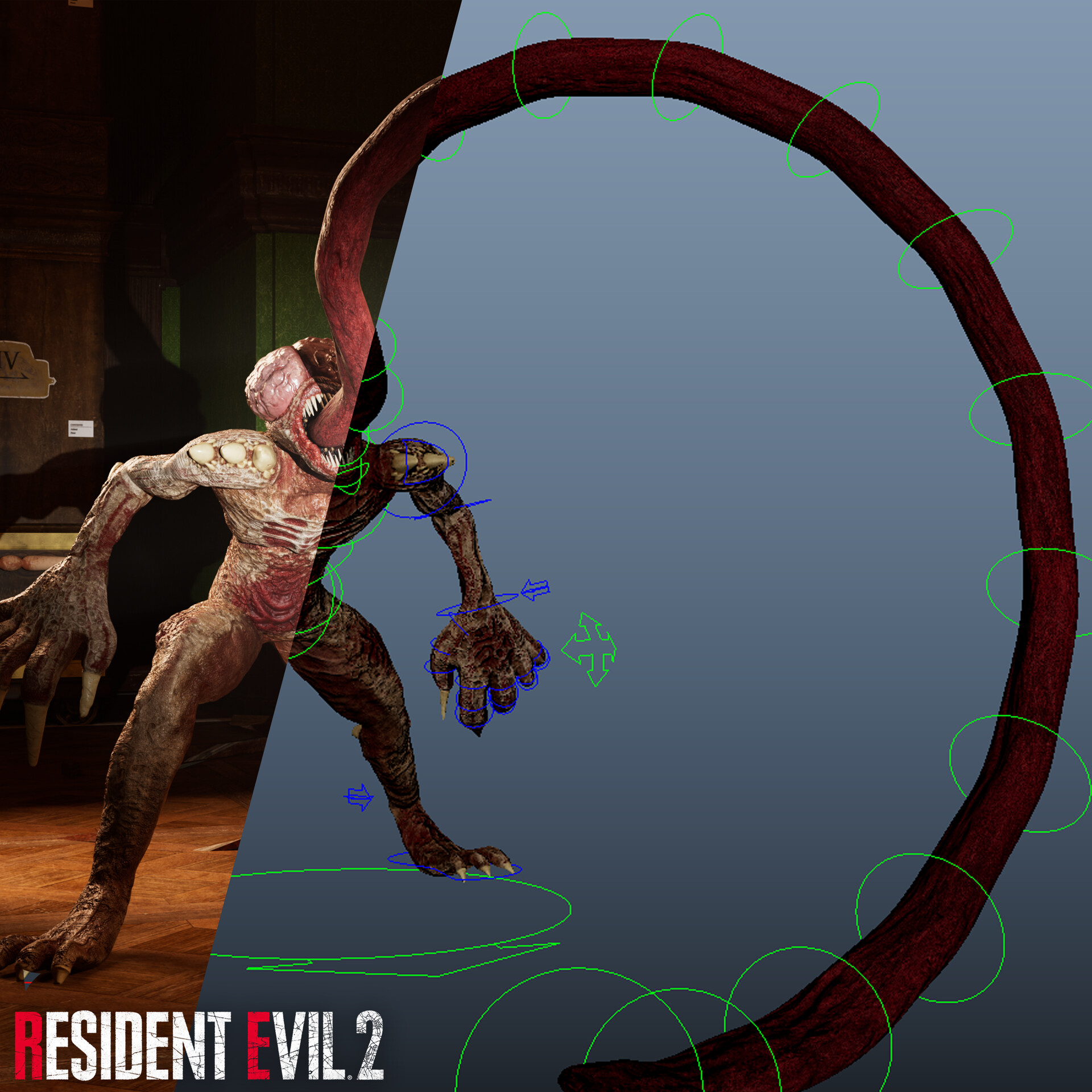 ArtStation - Resident Evil 2 Licker Rig