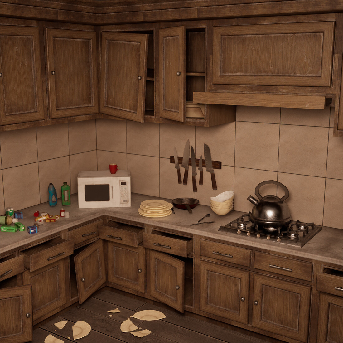 ArtStation - Kitchen set | Mobile post-apocalyptic game