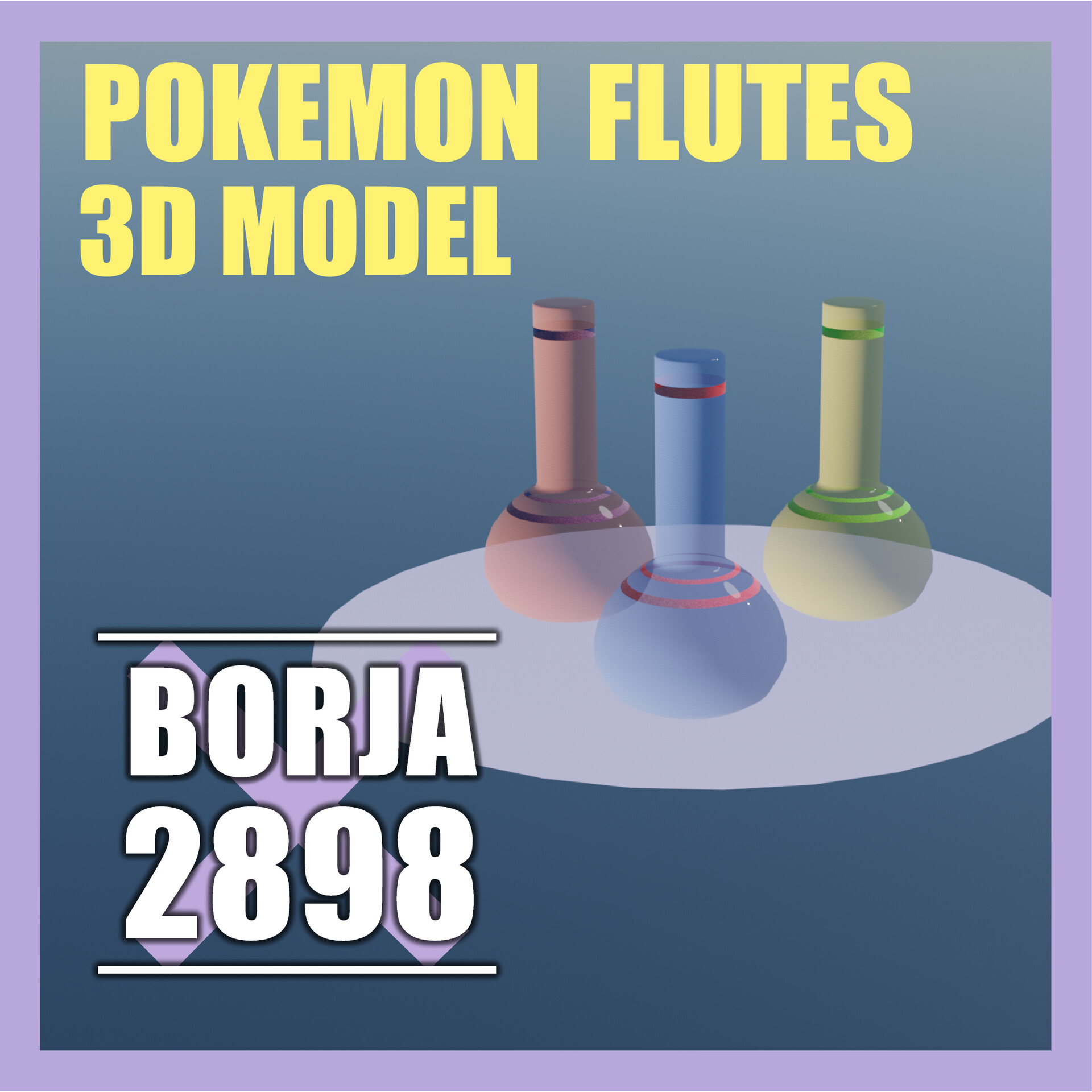 ArtStation - Pokemon · Red, Yellow and Blue Flute · 3D Models