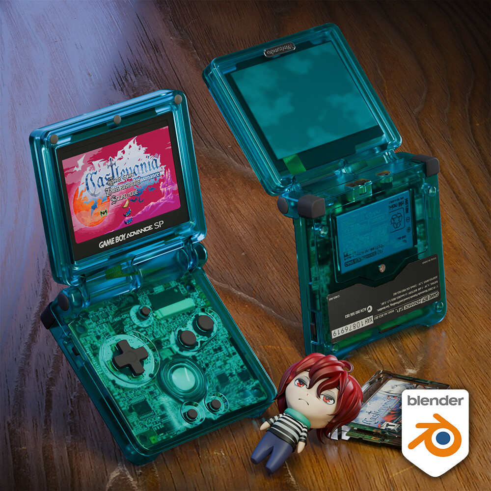 ArtStation - 3d transparent Game Boy advance SP